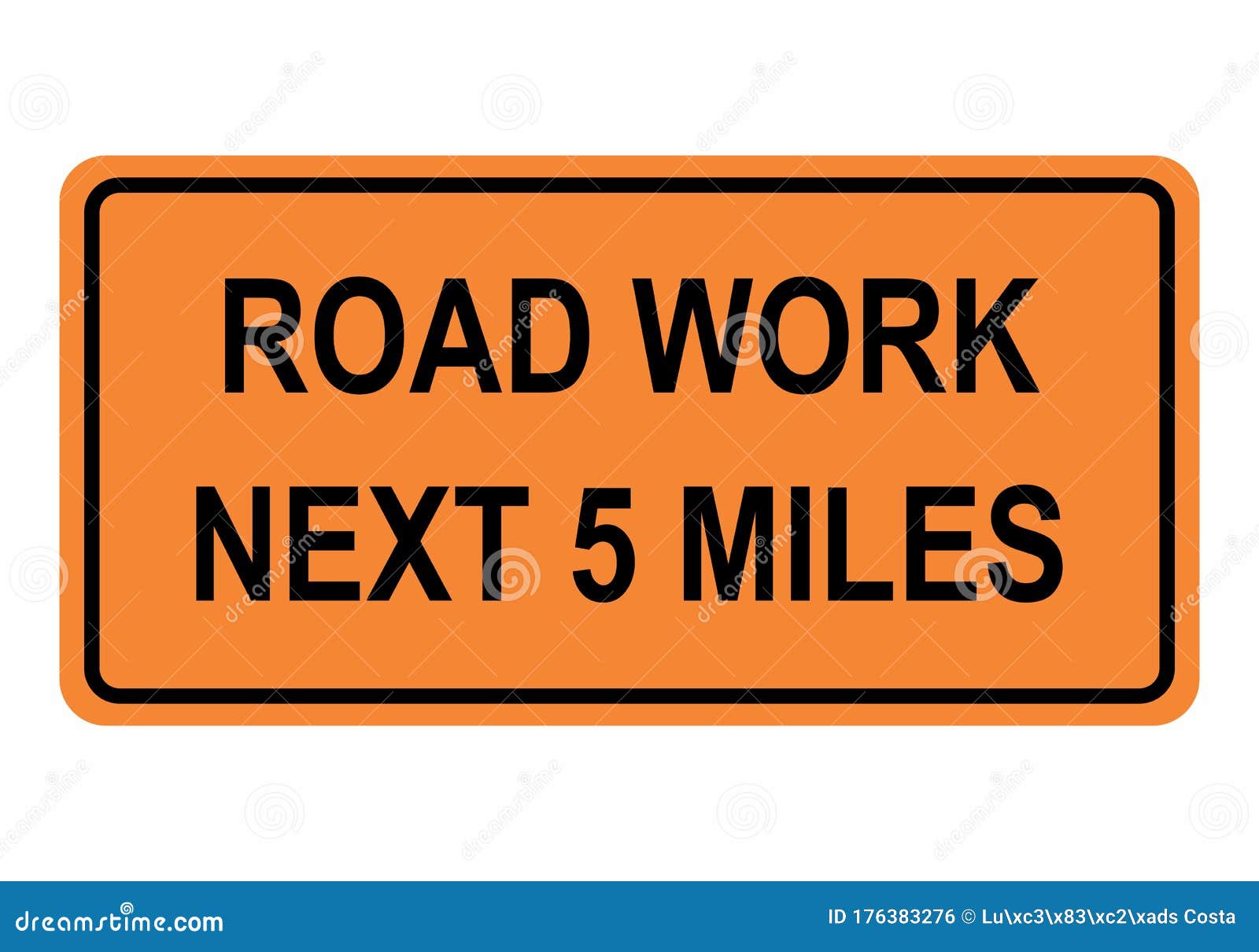 Road Work Next 5 Miles stock vector. Illustration of number - 176383276