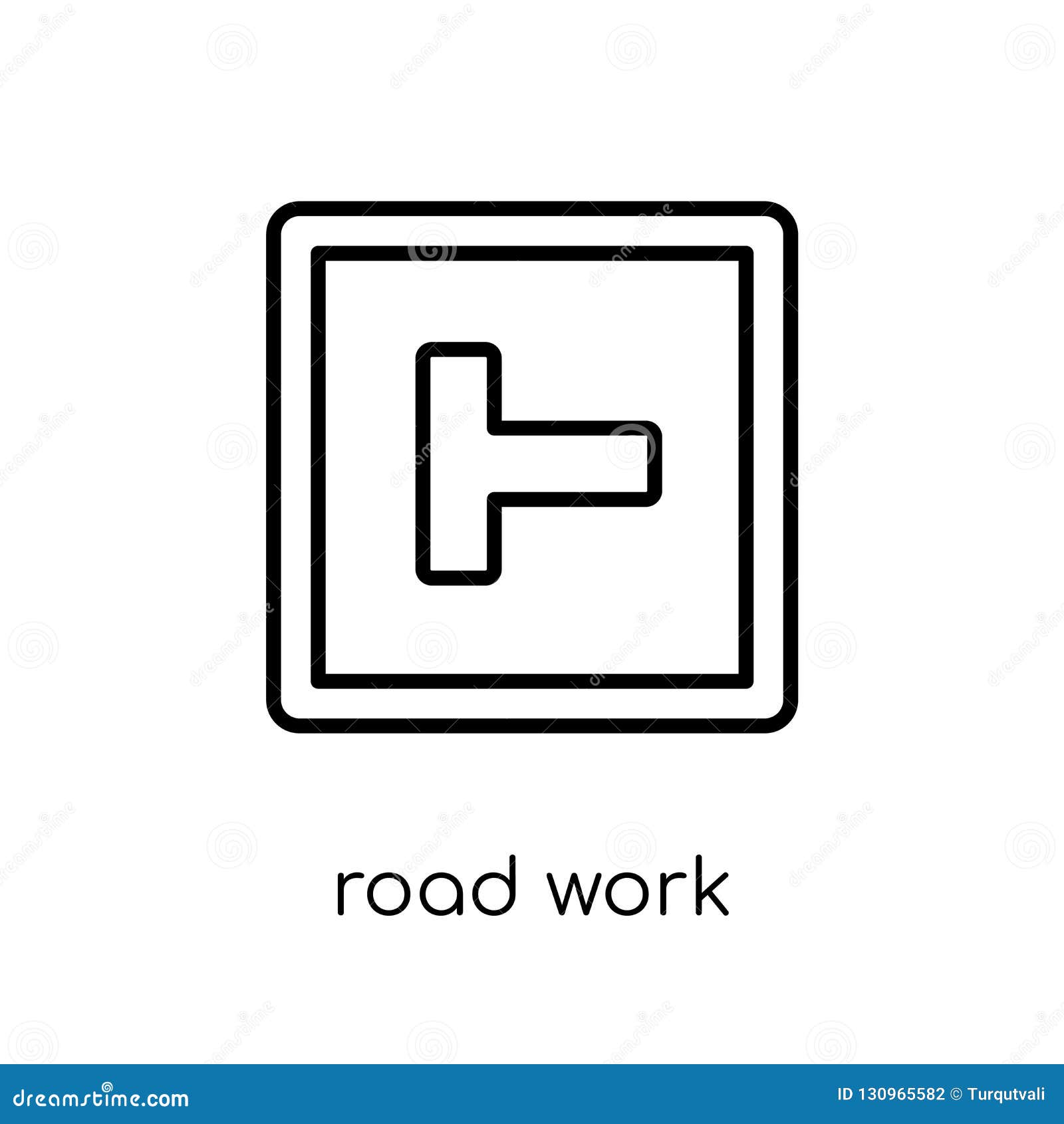 Road Work Sign Icon. Trendy Modern Flat Linear Vector Road Work Stock ...