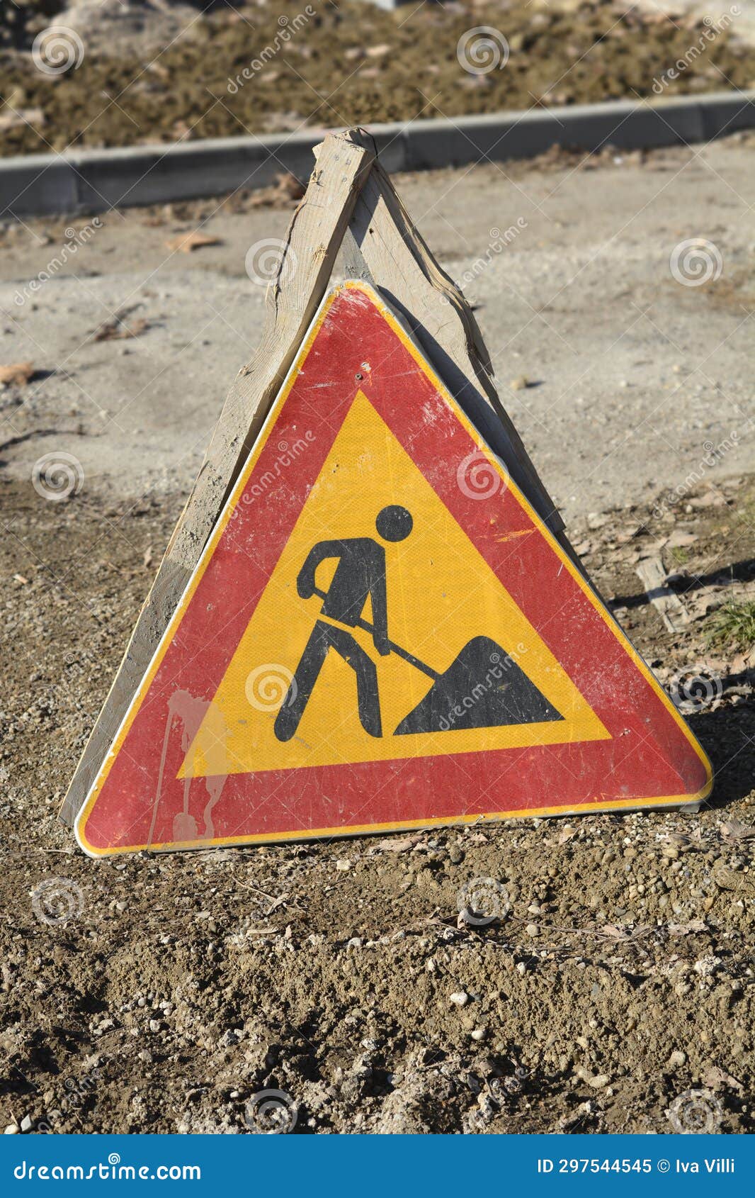 Road work sign stock image. Image of notification, caution - 297544545