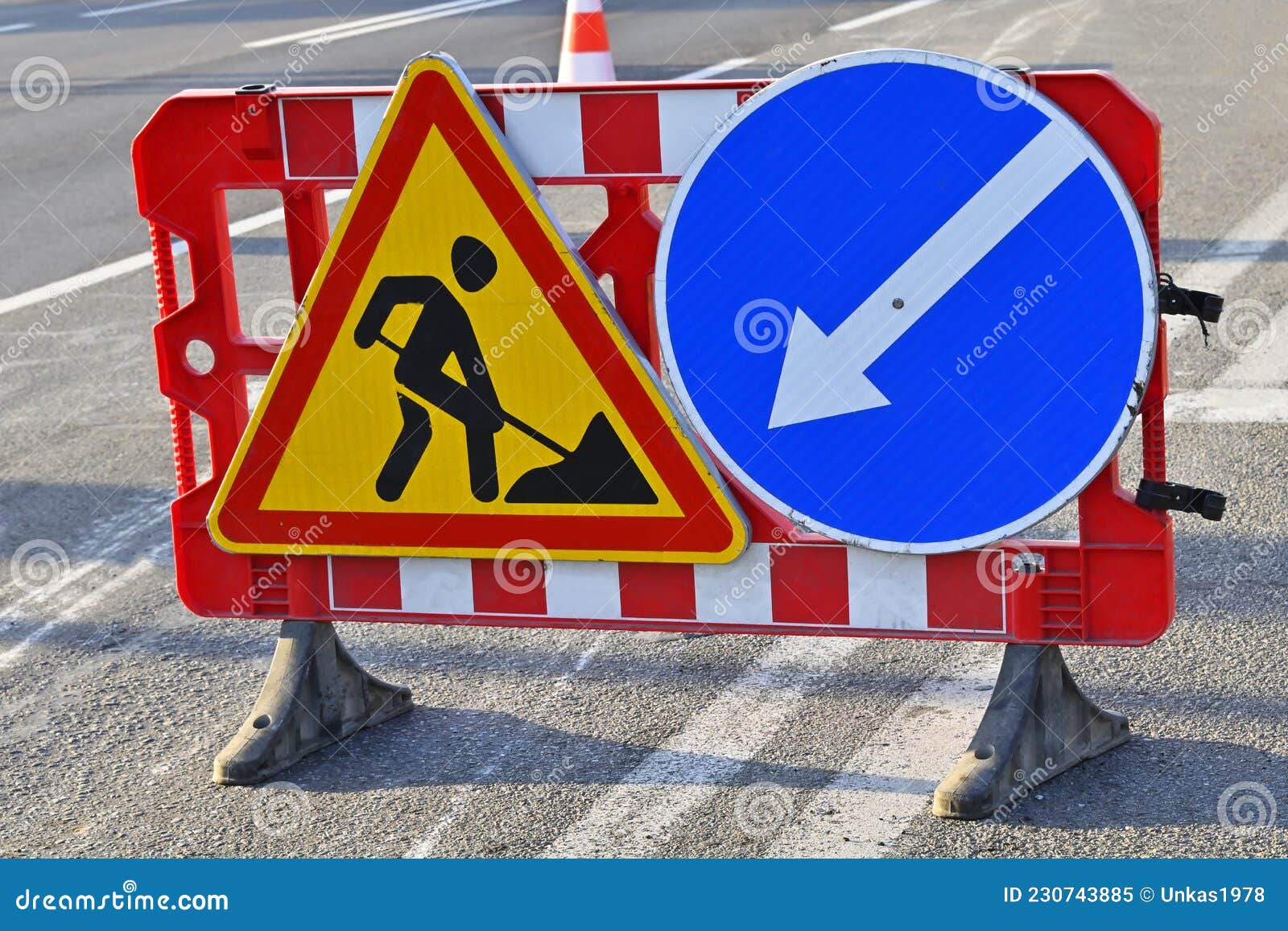 Road work sign stock image. Image of roadway, industrial - 230743885