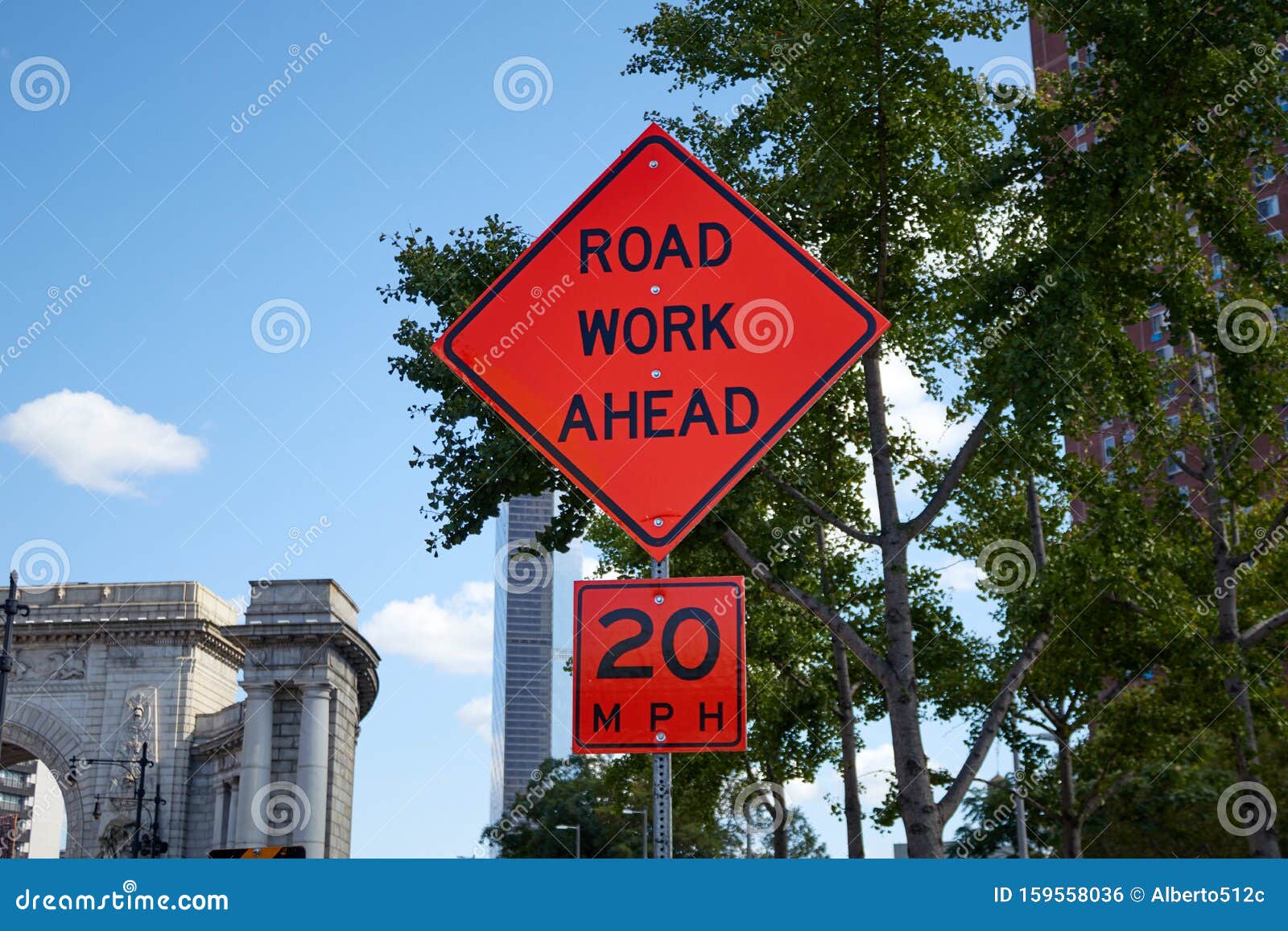 Road work signal stock photo. Image of traffic, danger - 159558036