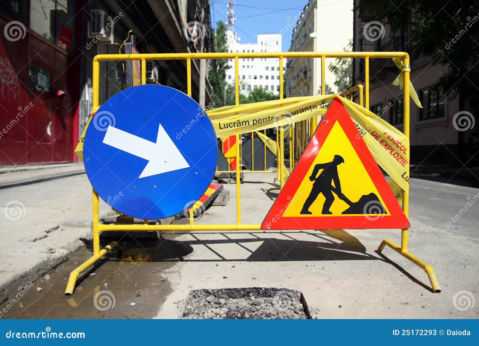 Road work signs stock image. Image of block, guidance - 25172293
