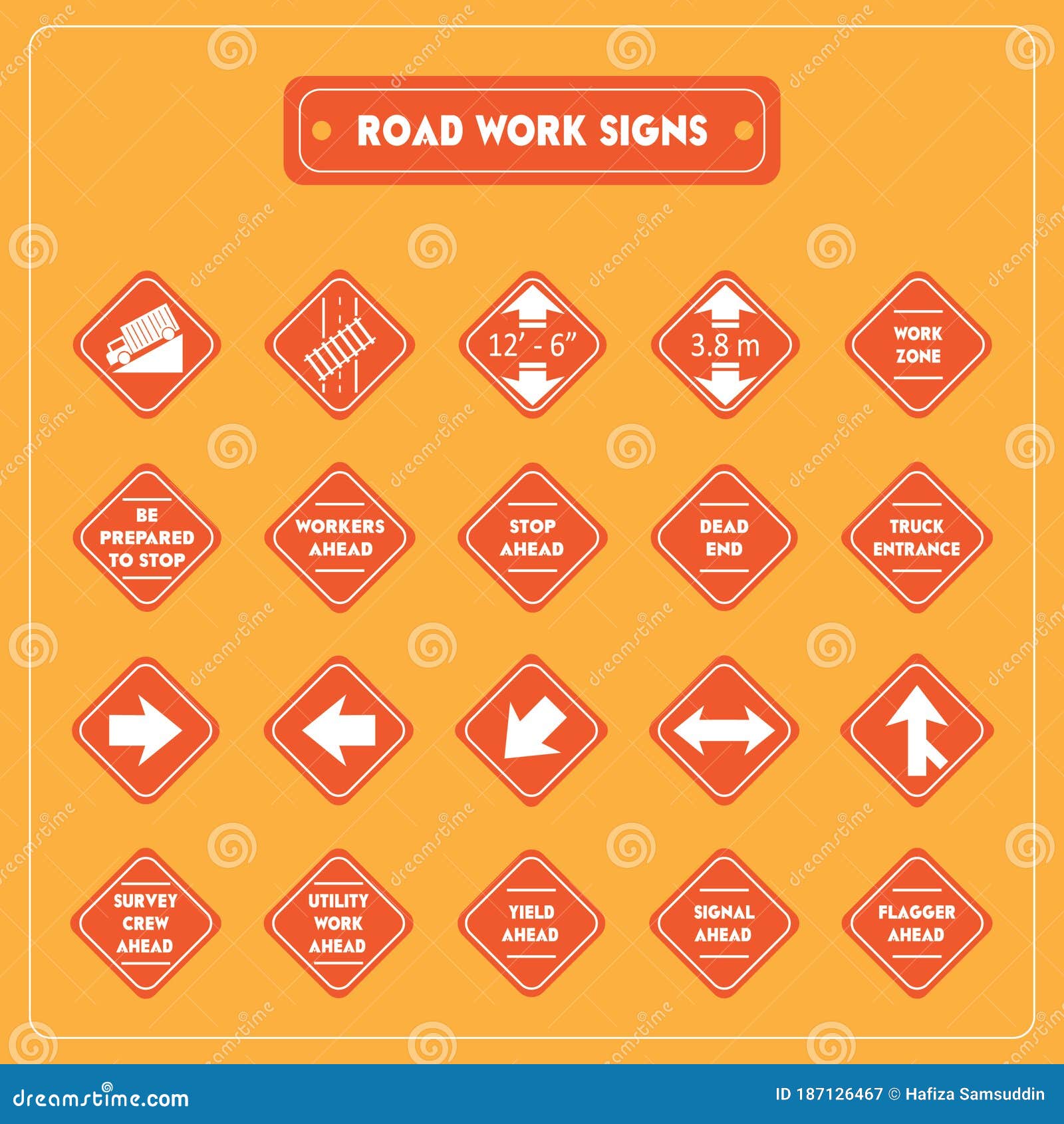 Road Work Signs Collection. Vector Illustration Decorative Design Stock ...