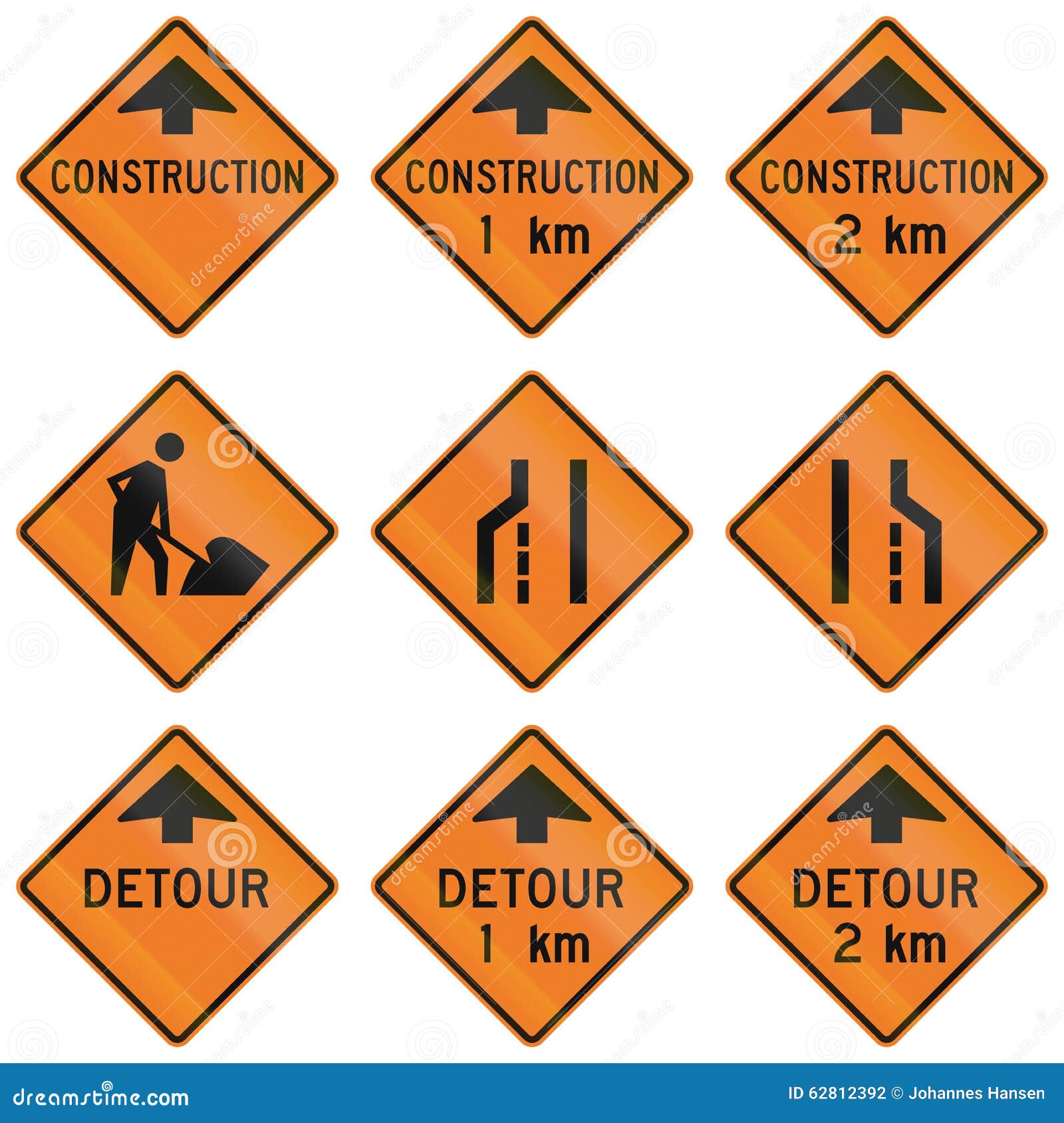 Road Work Signs in Ontario - Canada Stock Illustration - Illustration ...
