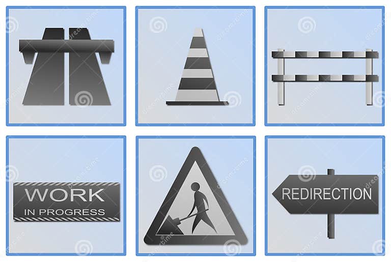 Road work symbols stock illustration. Illustration of symbols - 50332811