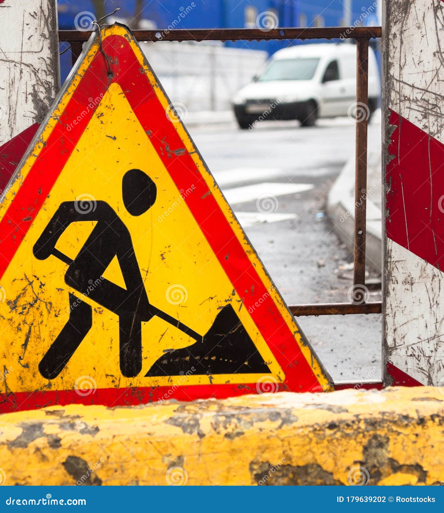 Road work. Traffic sign stock photo. Image of regulatory - 179639202