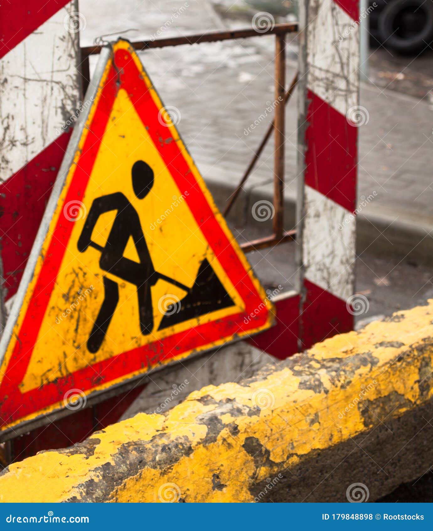 Road work. Traffic sign stock photo. Image of maintenance - 179848898
