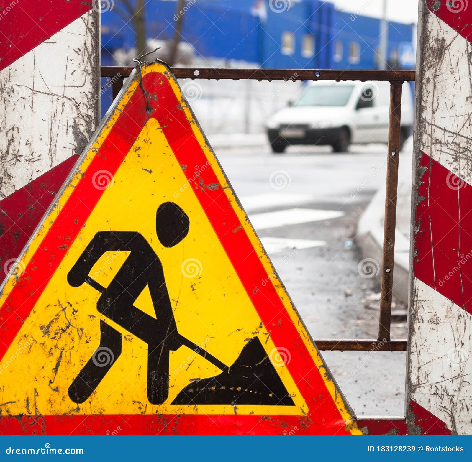 Road work. Traffic sign stock image. Image of pavement - 183128239