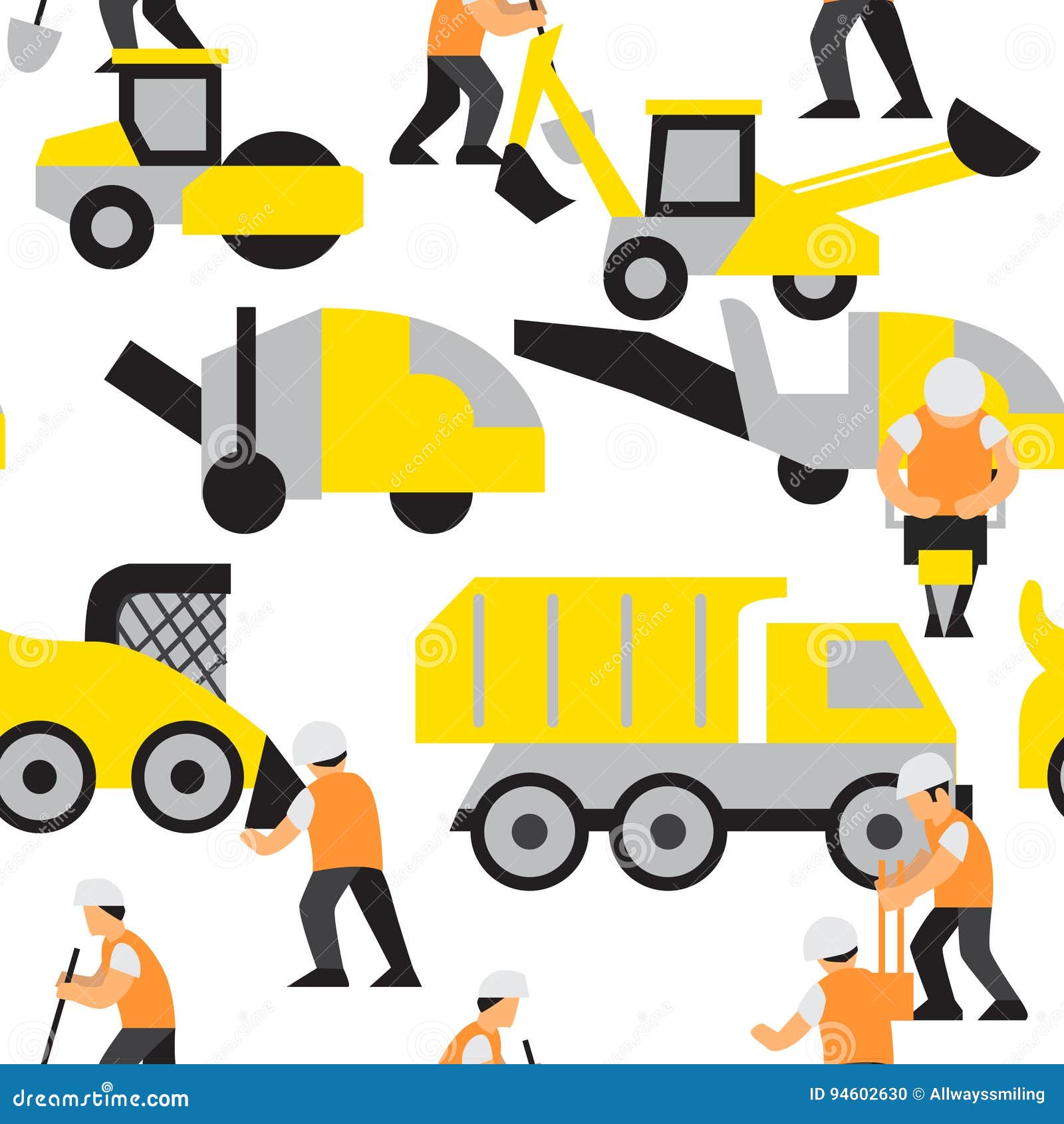 Road work vector pattern stock vector. Illustration of automobile ...