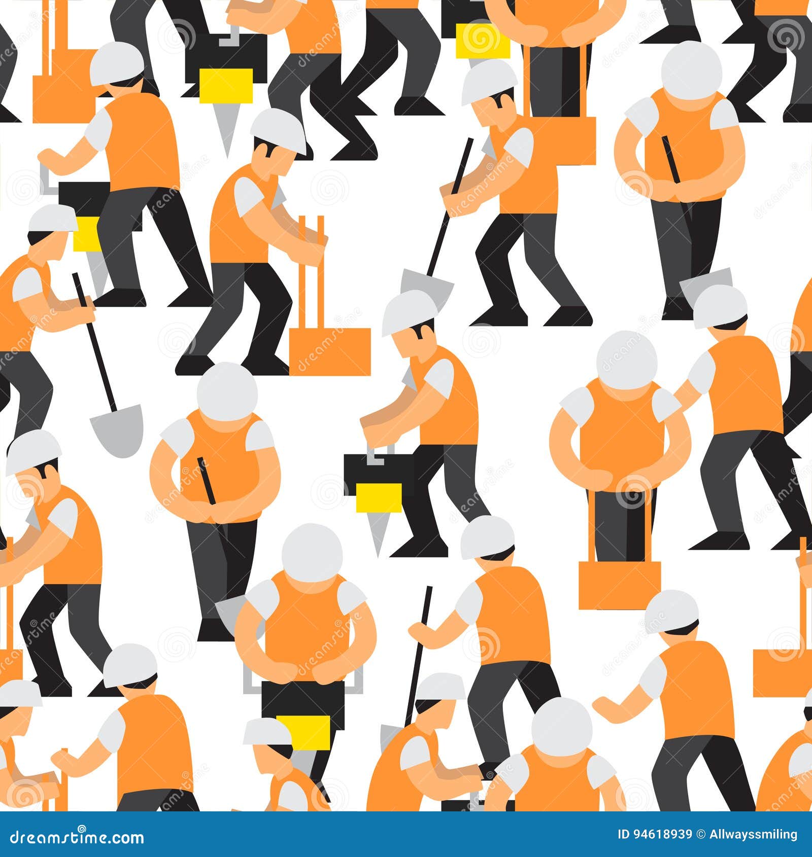 Road work vector pattern stock vector. Illustration of elements - 94618939