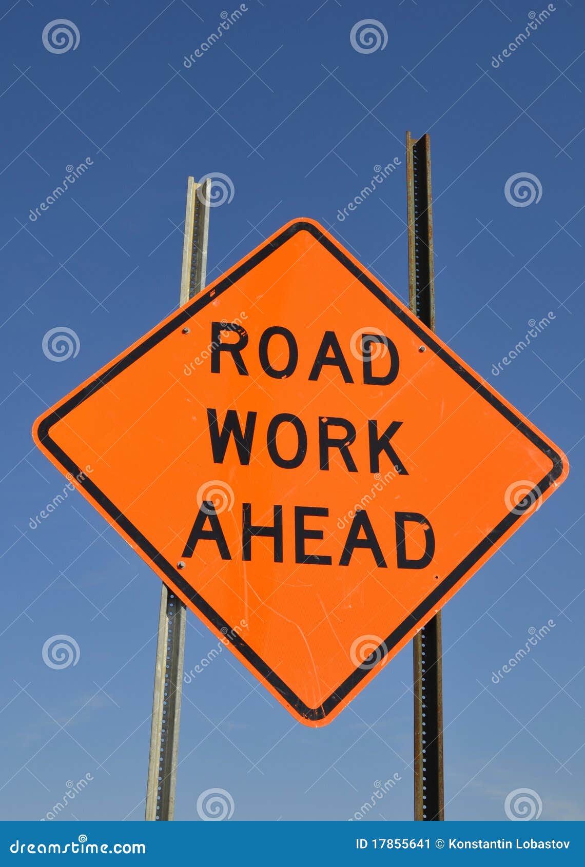 Road work warning sign stock image. Image of stop, late - 17855641