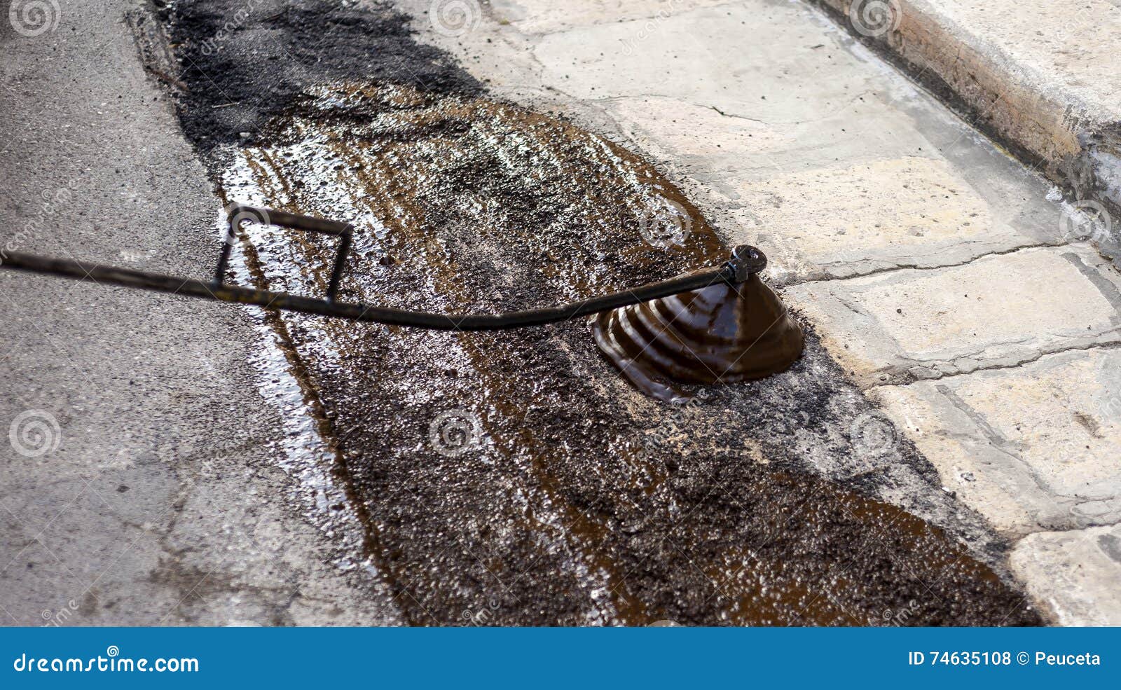 Road Worker Spraying Bitumen Emulsion Stock Photo - Image of equipment ...