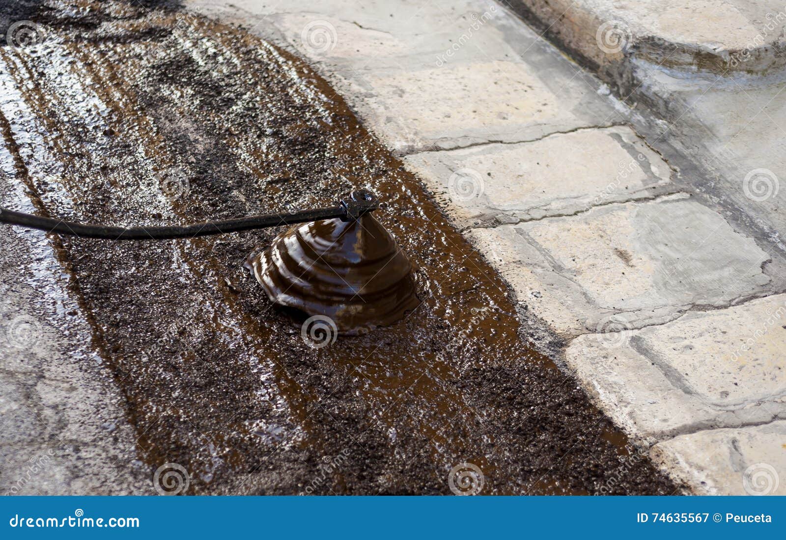 Road Worker Spraying Bitumen Emulsion Stock Image - Image of ...