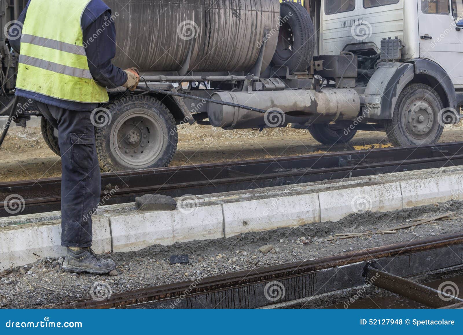 Road Worker Spraying Manually Bitumen Emulsion Stock Photo - Image of ...