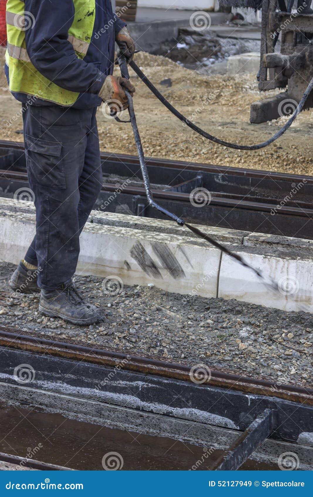 Road Worker Spraying Manually Bitumen Emulsion 2 Stock Image - Image of ...
