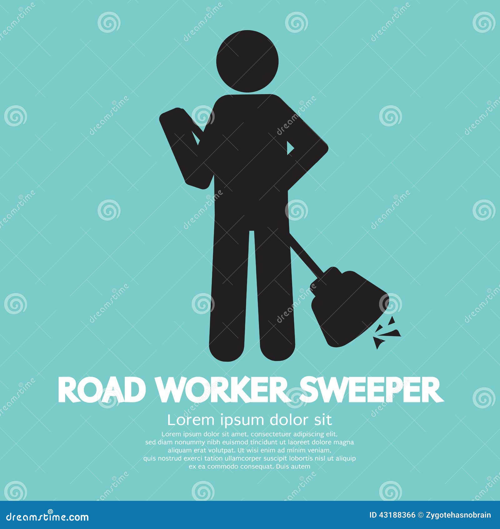 Road Worker Sweeper stock vector. Illustration of sweep - 43188366