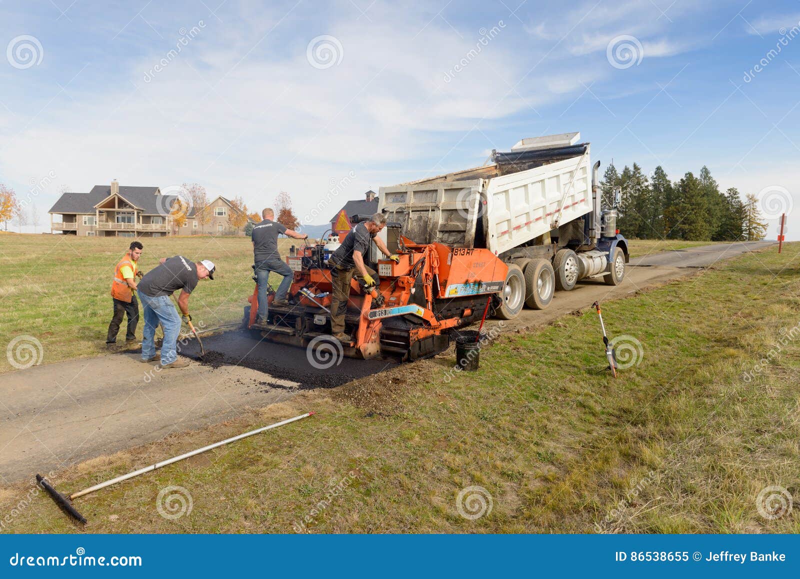 Road Workers Fixing Driveway Editorial Image - Image of transportation ...