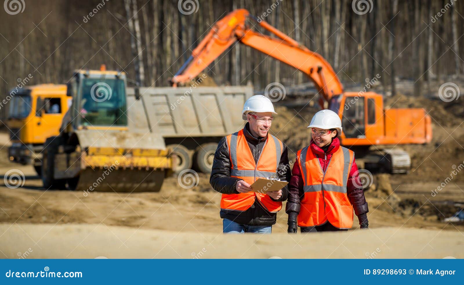 Road Workers Inspecting Construction Stock Image - Image of contractor ...