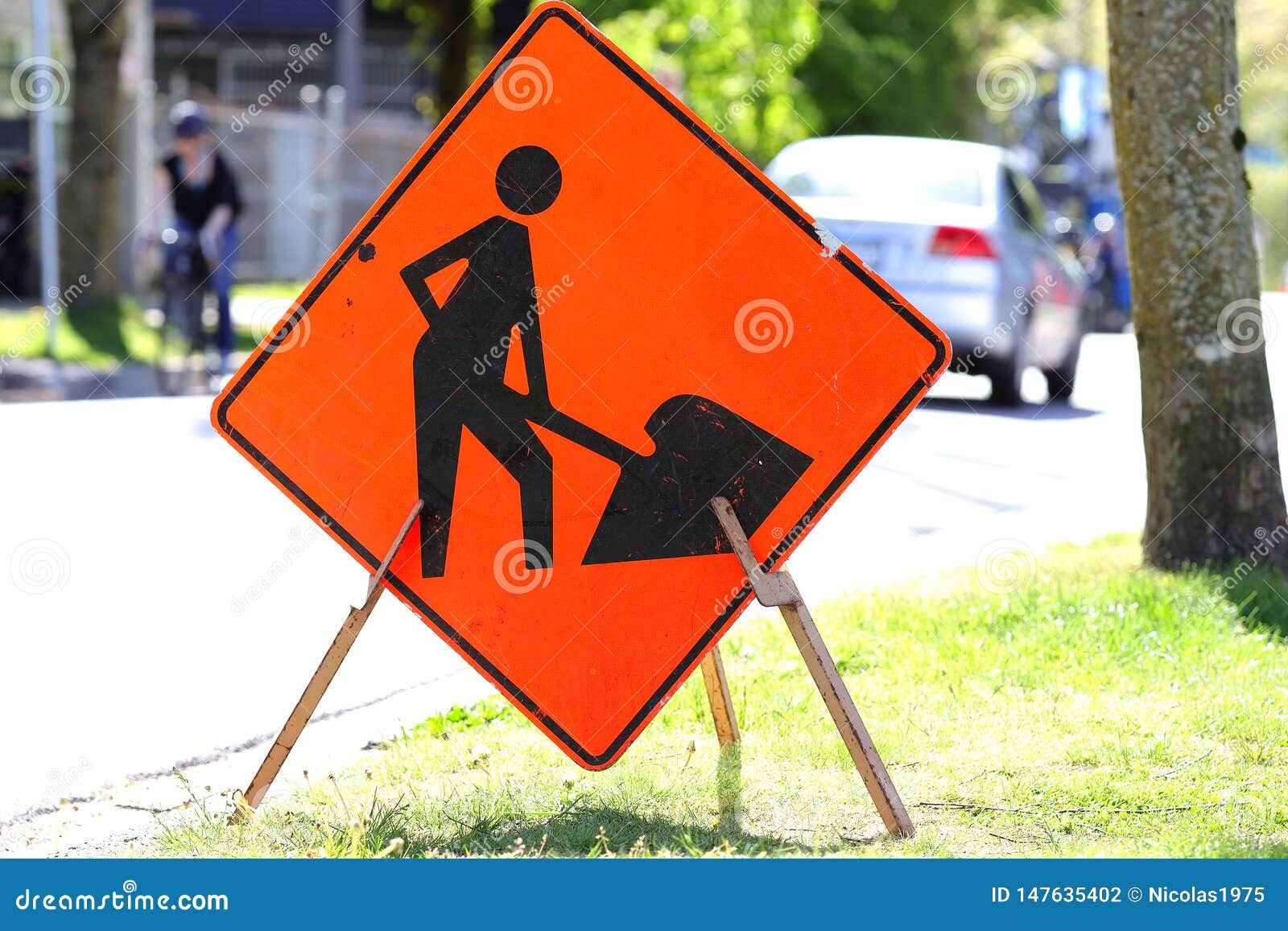 Road Working Construction Sign Stock Photo - Image of sign, industrial ...