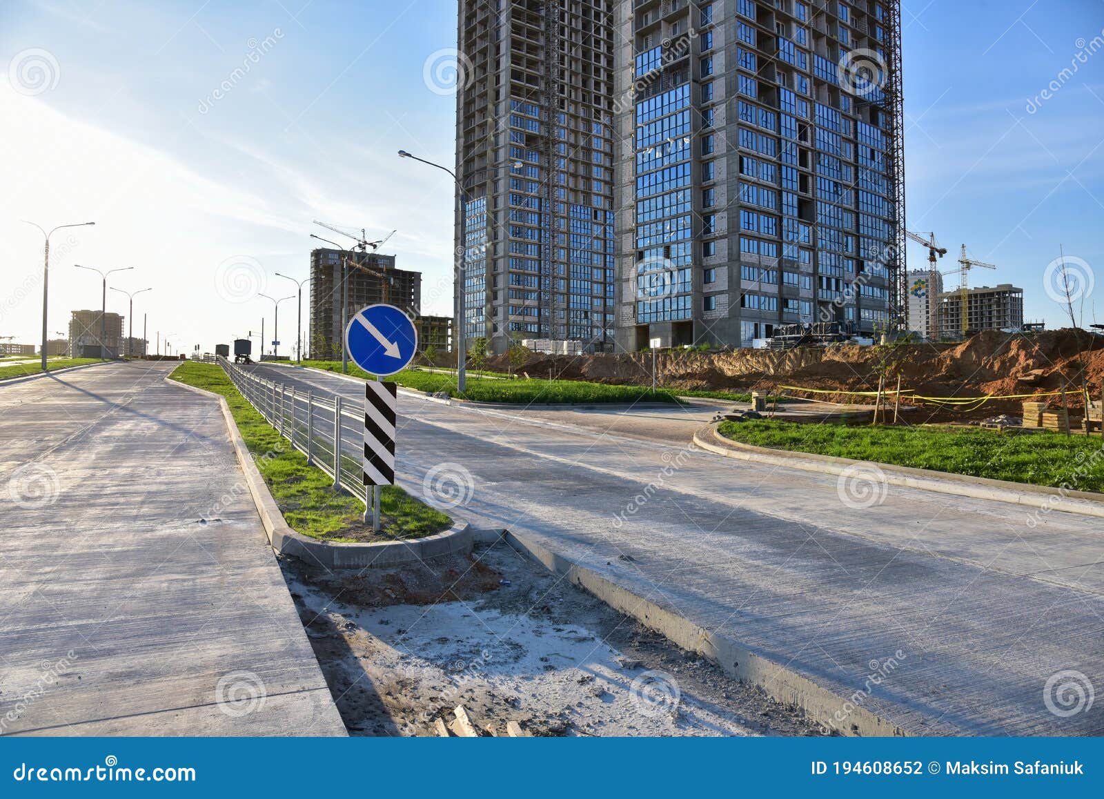 Road Works Activity at Construction Site. Construction and Development ...