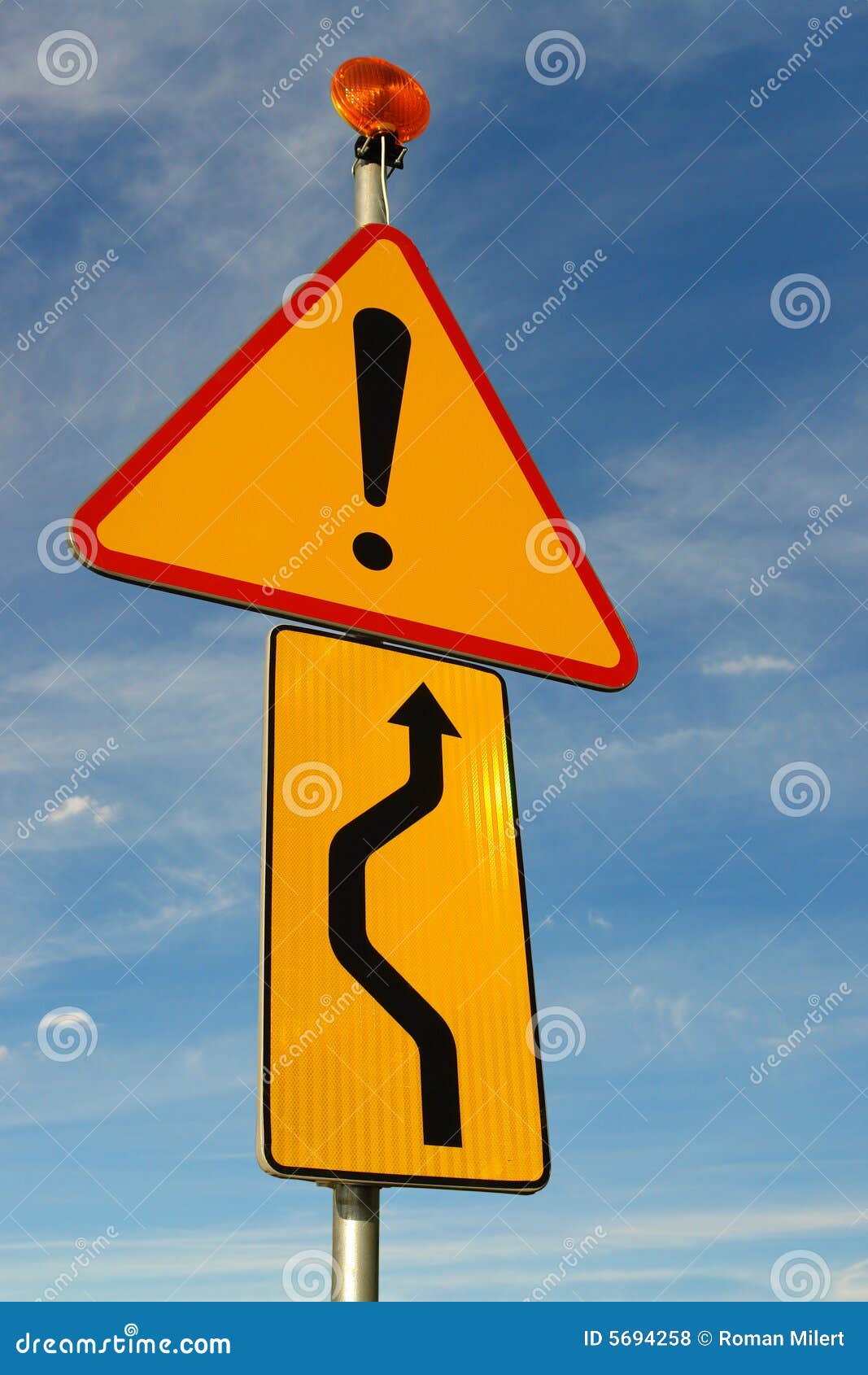 Road works ahead stock photo. Image of construction, yellow - 5694258