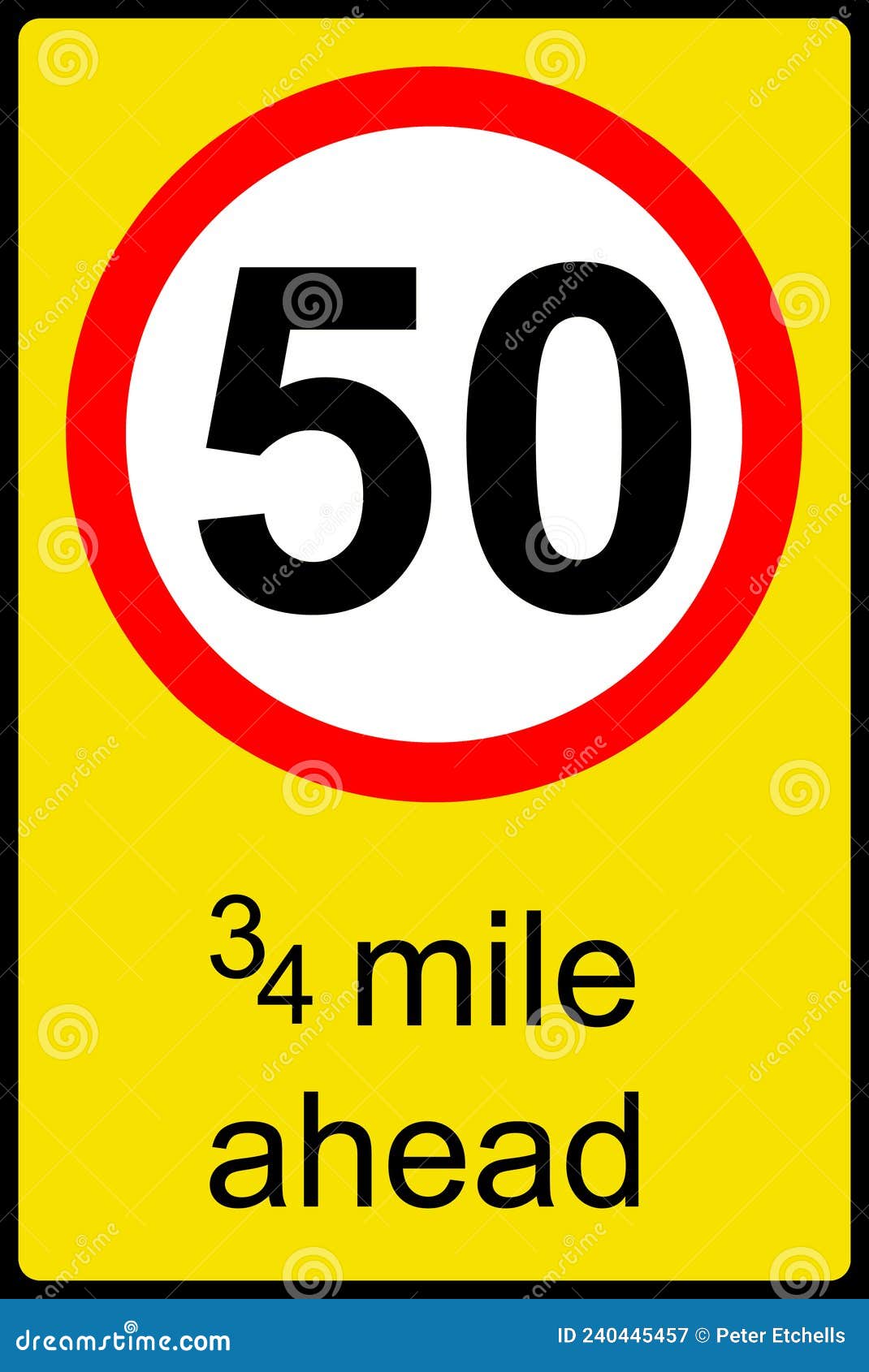 Temporary Speed Limit Ahead Sign Stock Illustration - Illustration of ...