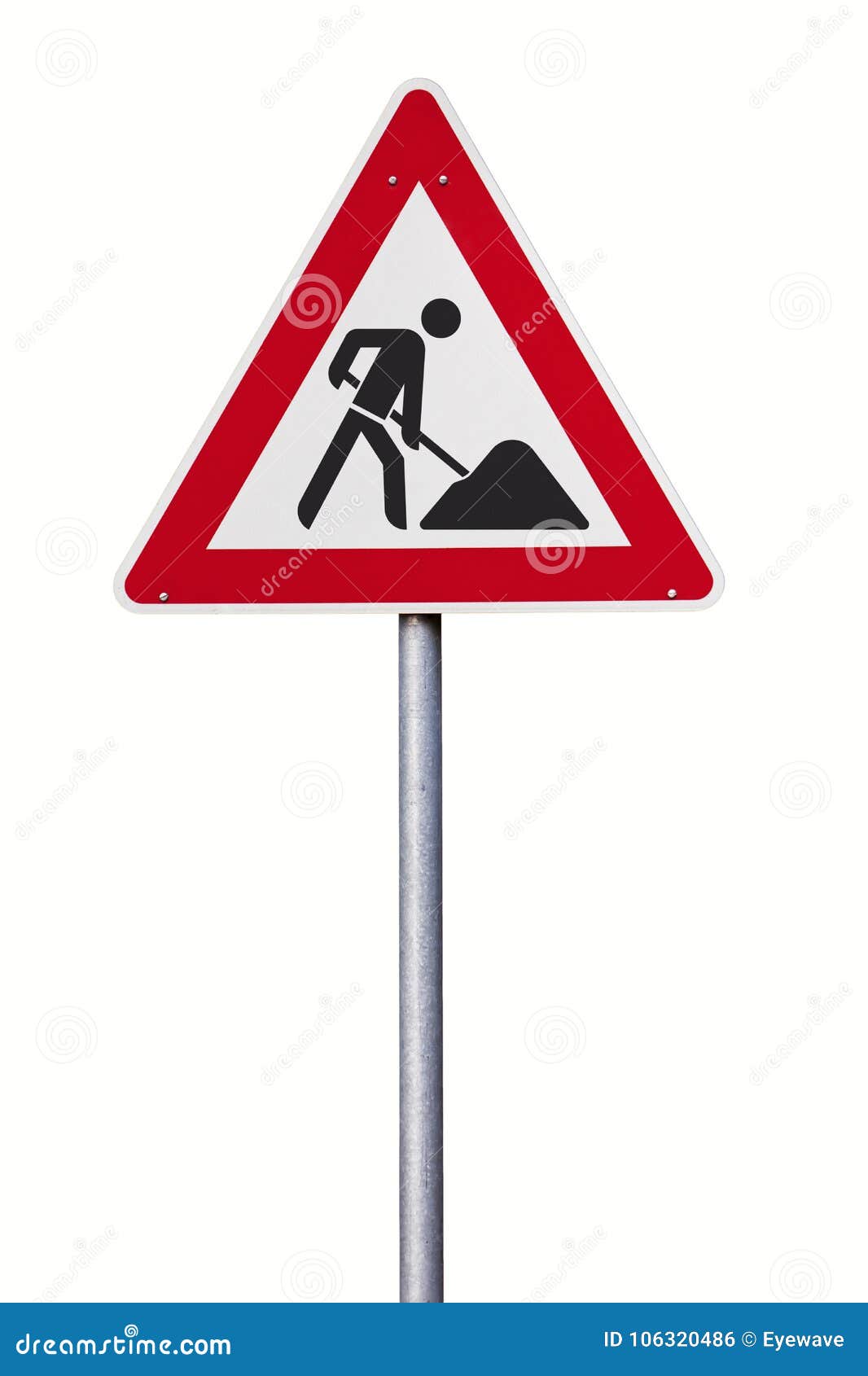 Road Works Ahead Traffic Sign Isolated Stock Photo - Image of attention ...