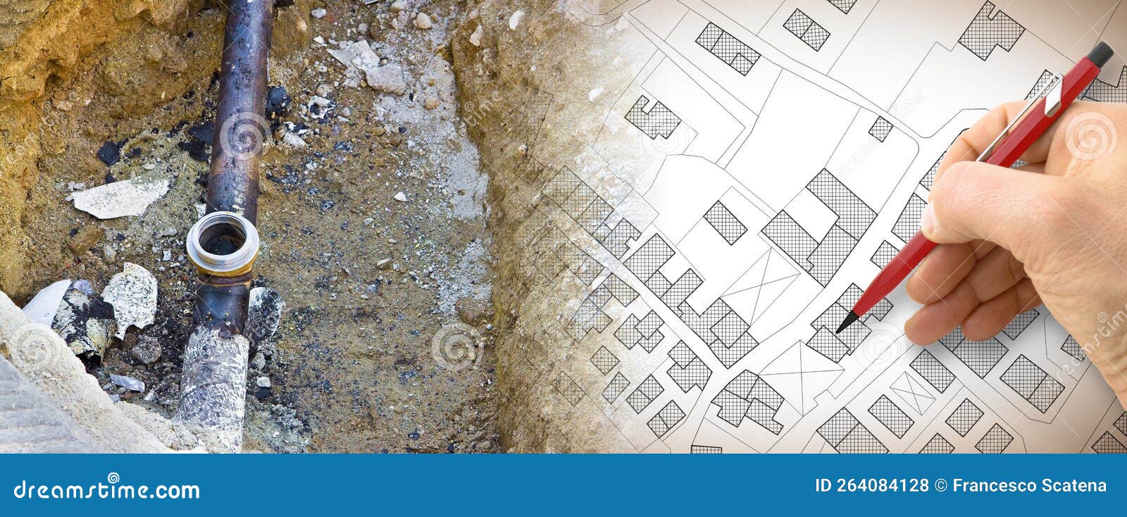 Road Works with Excavation for the Installation of a Methane Gas ...