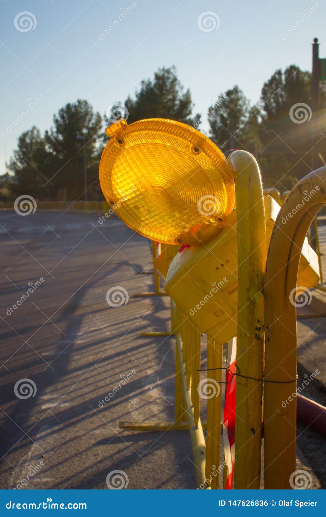 Road works light stock photo. Image of construction - 147626836