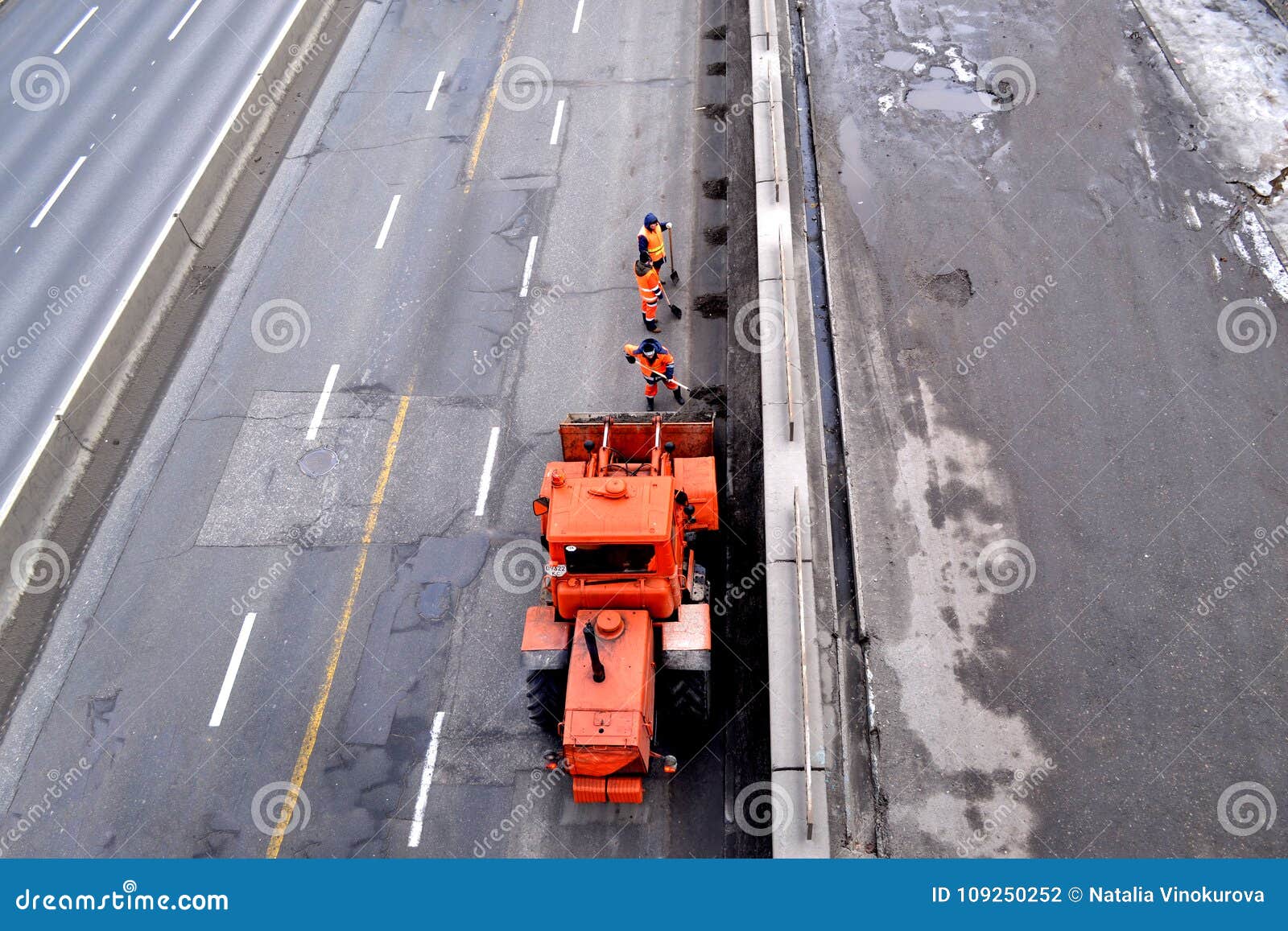Road Works. People Working on the Road Stock Photo - Image of motion ...