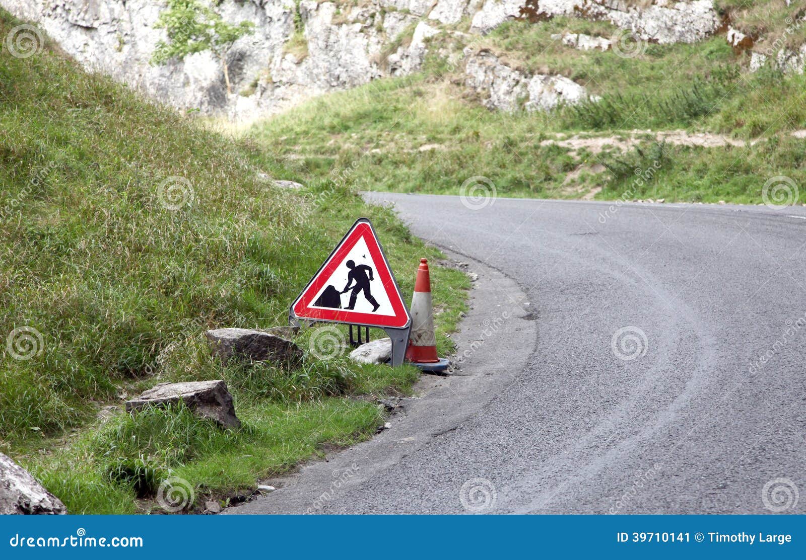 Road Works Sign on the Highway Stock Image - Image of highway, sign ...