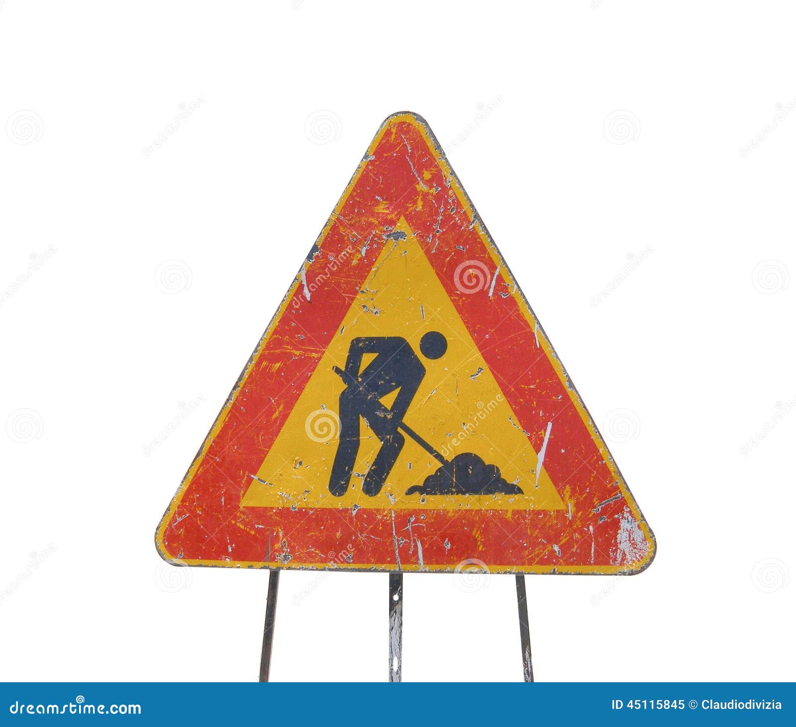 Road works sign stock image. Image of signal, worn, sign - 45115845