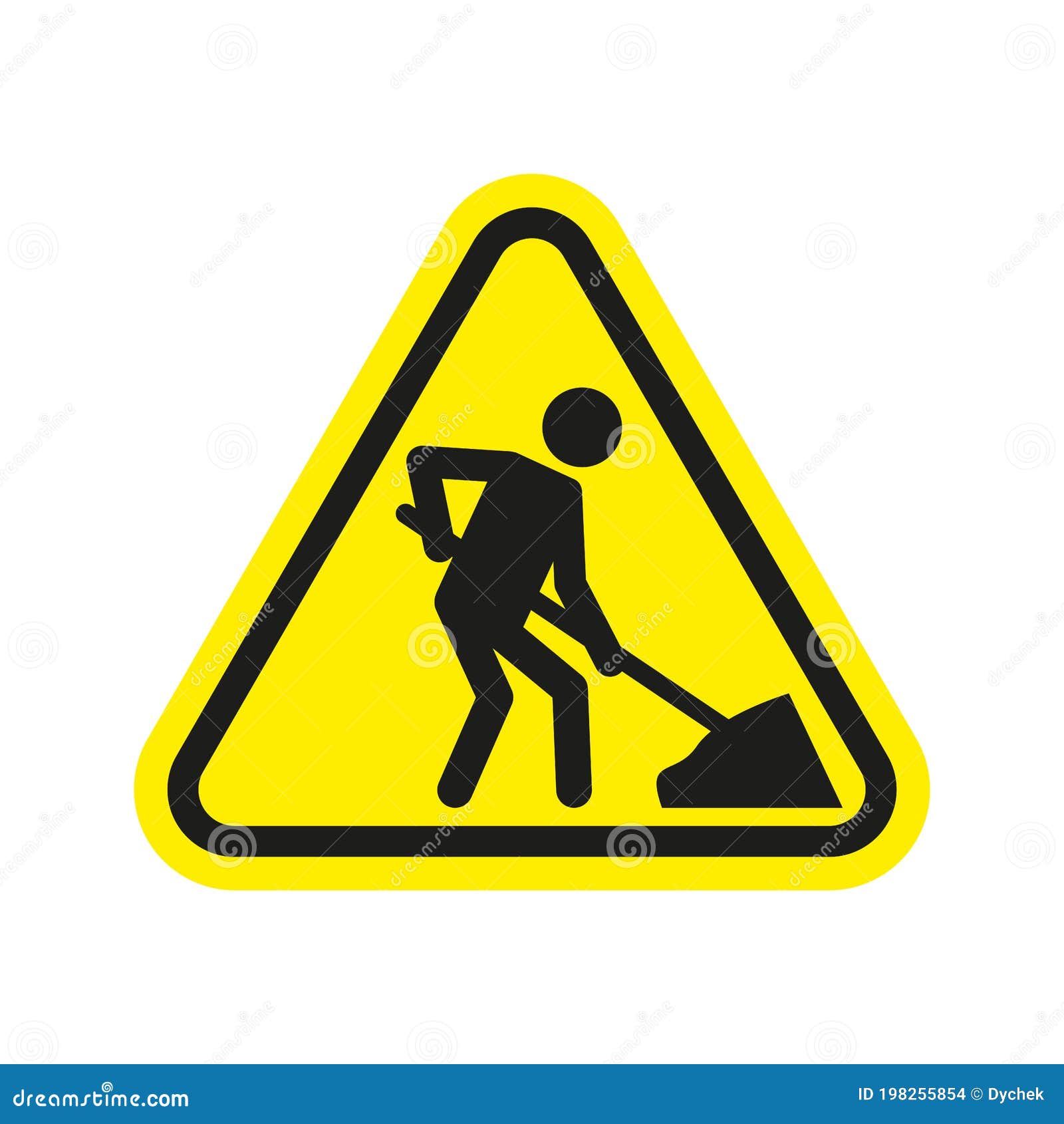 Road works. Sign stock vector. Illustration of shape - 198255854