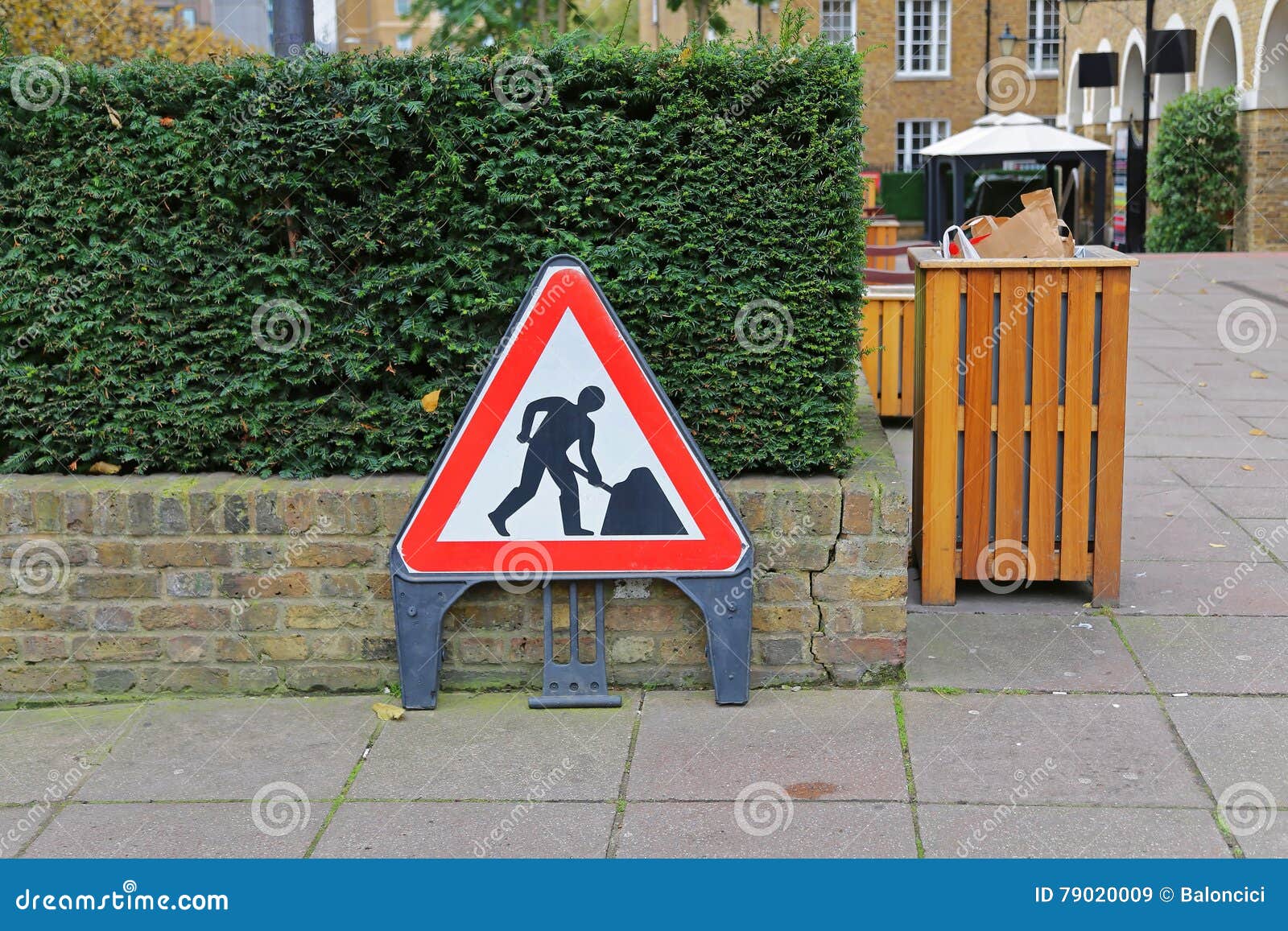 Road Works Sign stock image. Image of street, fence, work - 79020009