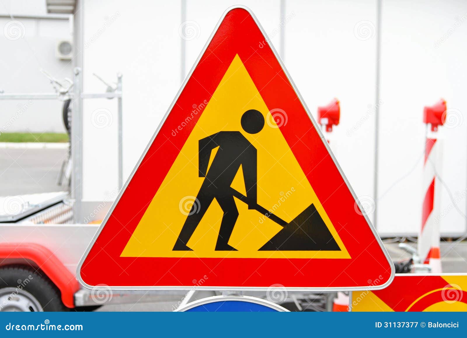 Road works sign stock image. Image of sign, caution, site - 31137377