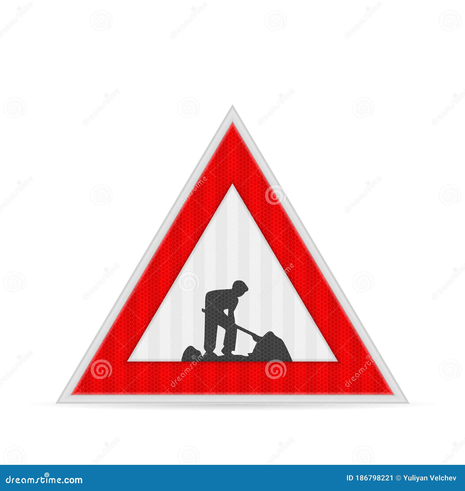 Road works road sign stock vector. Illustration of sign - 186798221