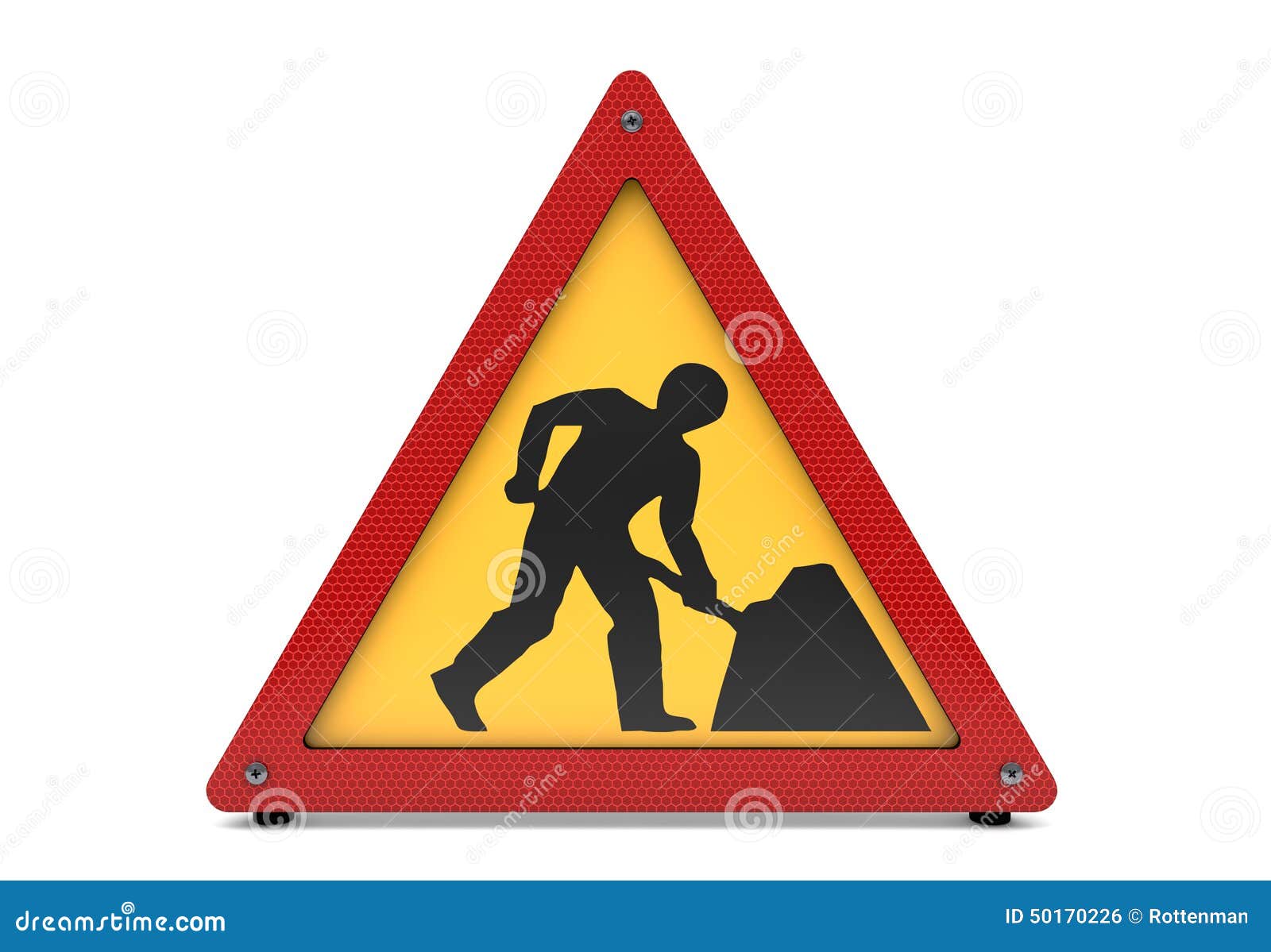 Road Works Warning Equipment Isolated On White Background. 3d ...