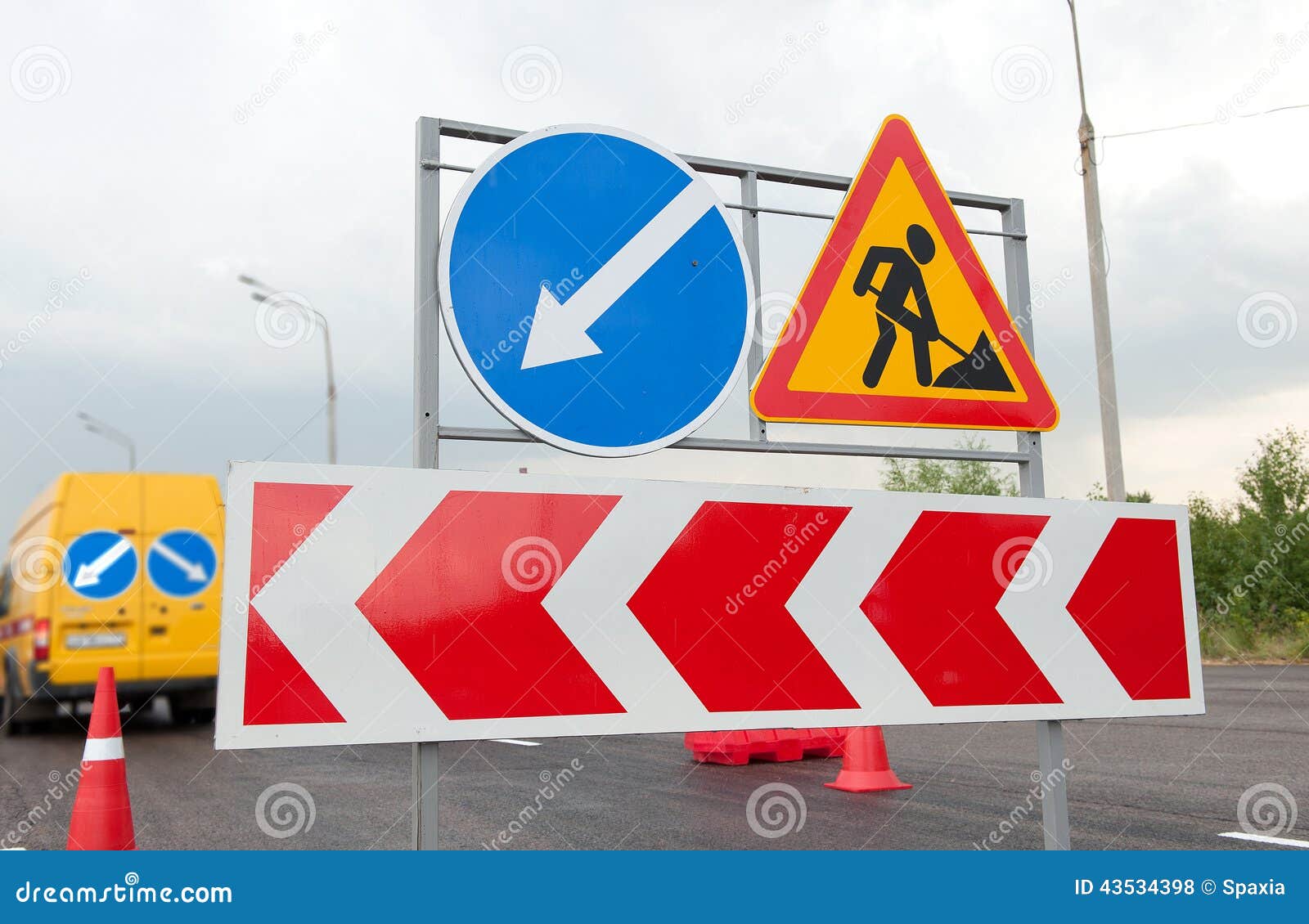 Road works signs stock photo. Image of construction, industry - 43534398