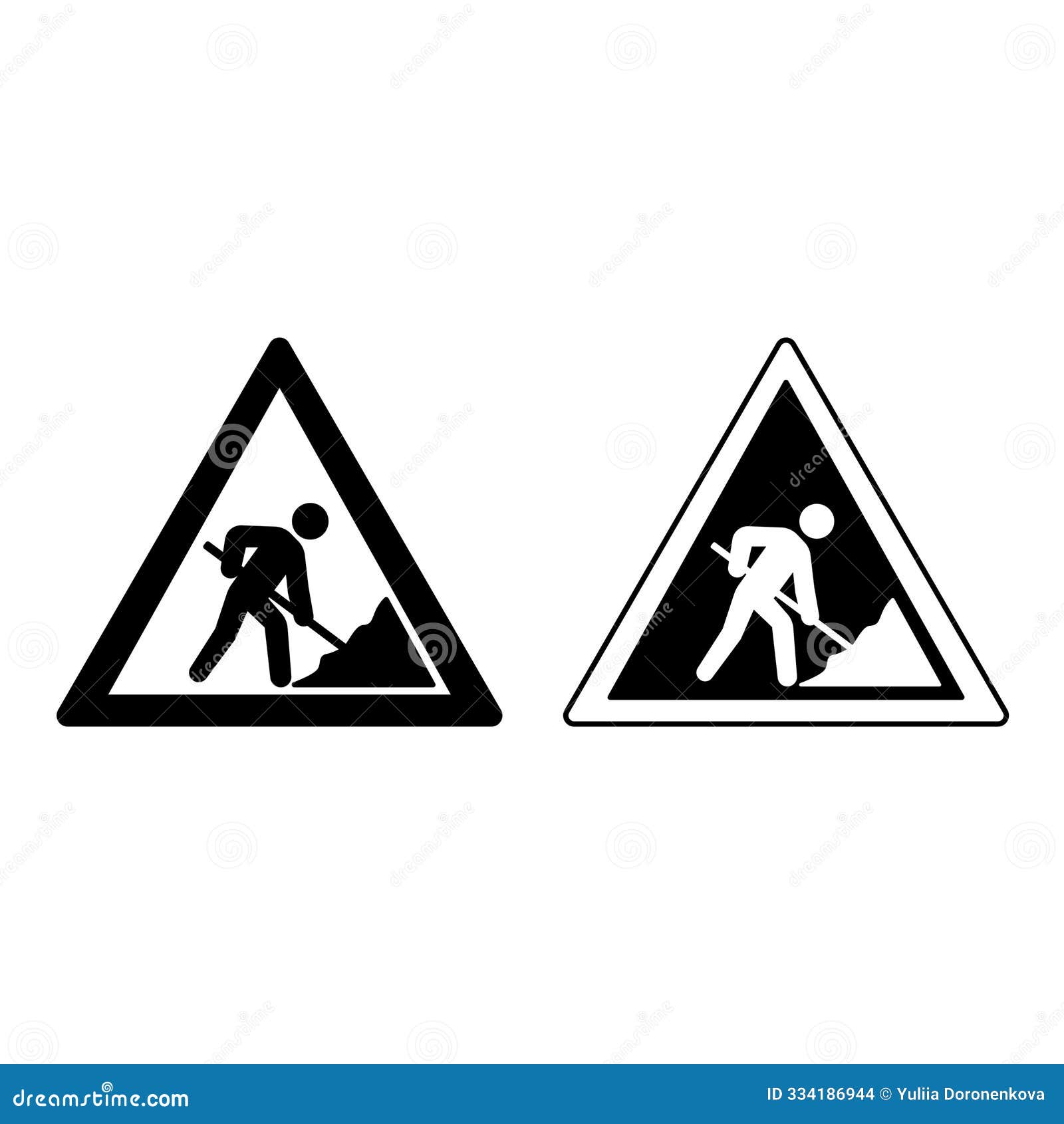 Road Works Signs. stock vector. Illustration of isolated - 334186944