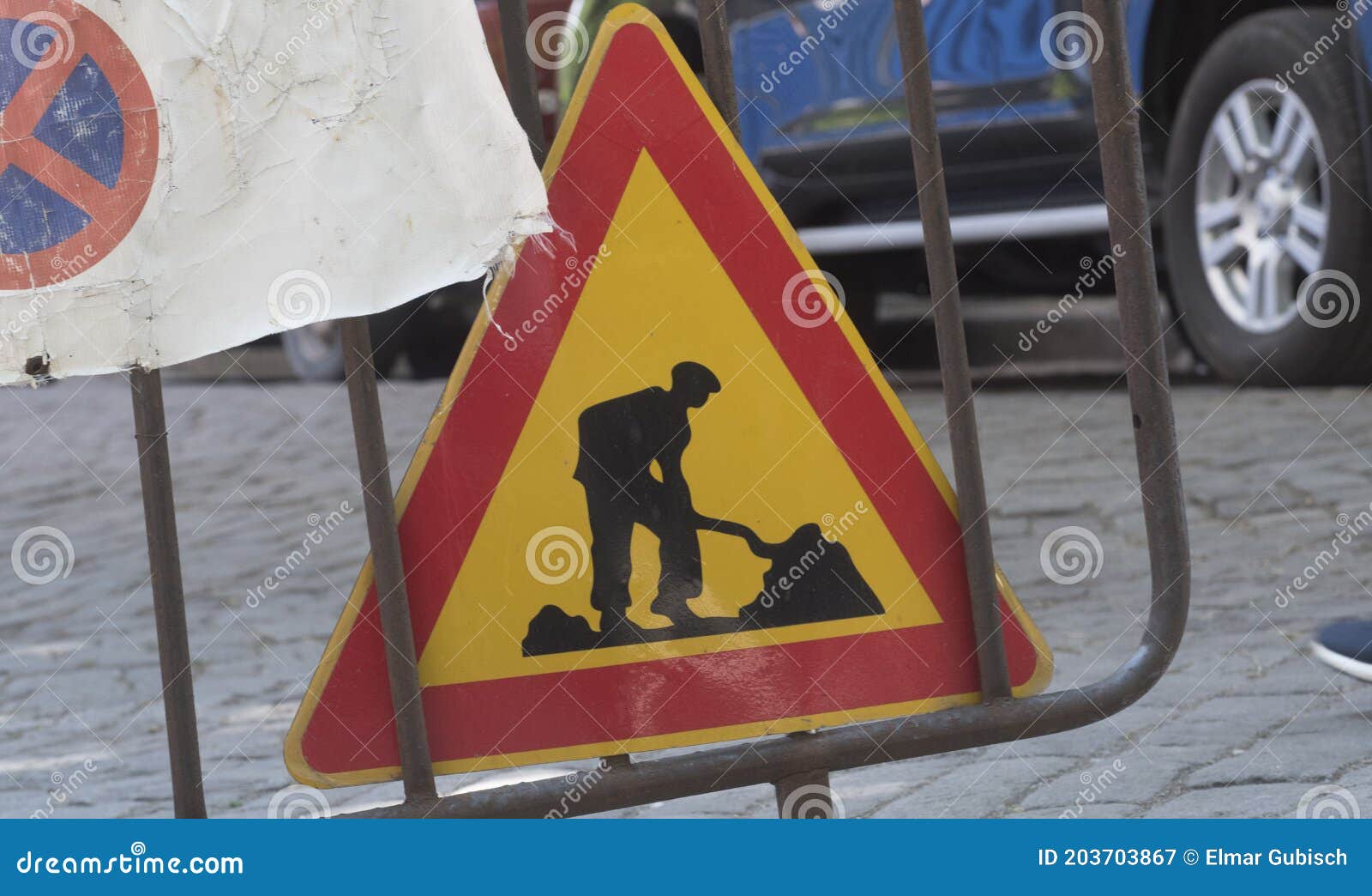 A road works traffic sign stock image. Image of service - 203703867