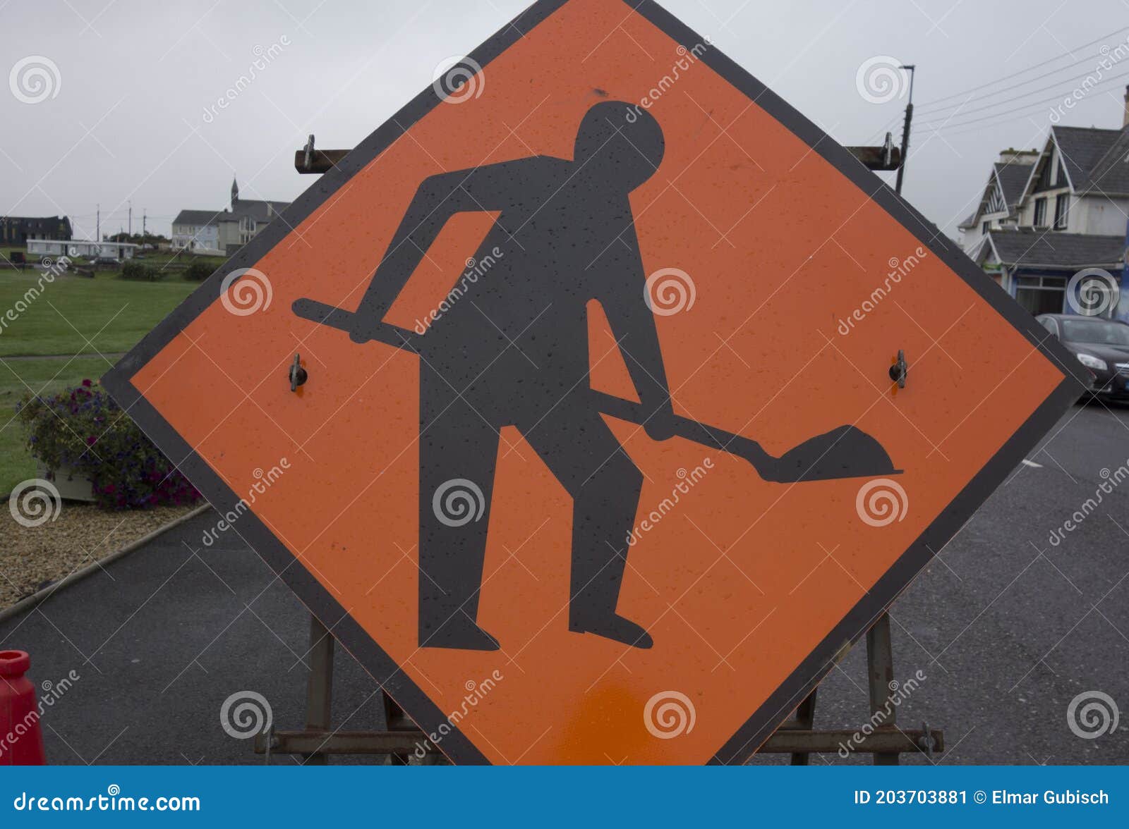A road works traffic sign stock image. Image of services - 203703881