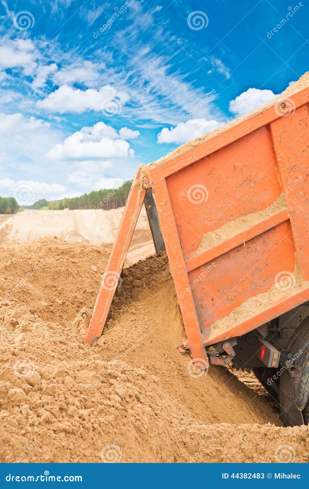 Road Works Very Close Up View on Tipper Unloadding Sand Stock Image ...