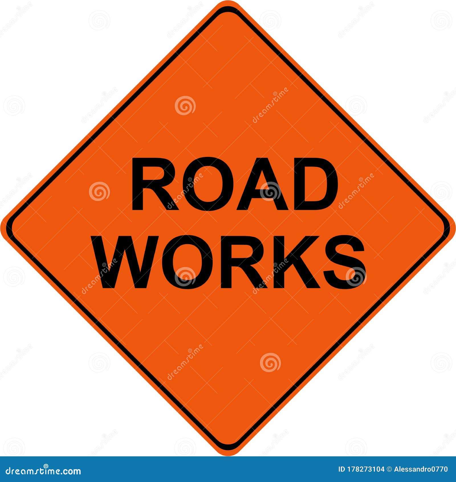 Road Works warning sign stock illustration. Illustration of risk ...