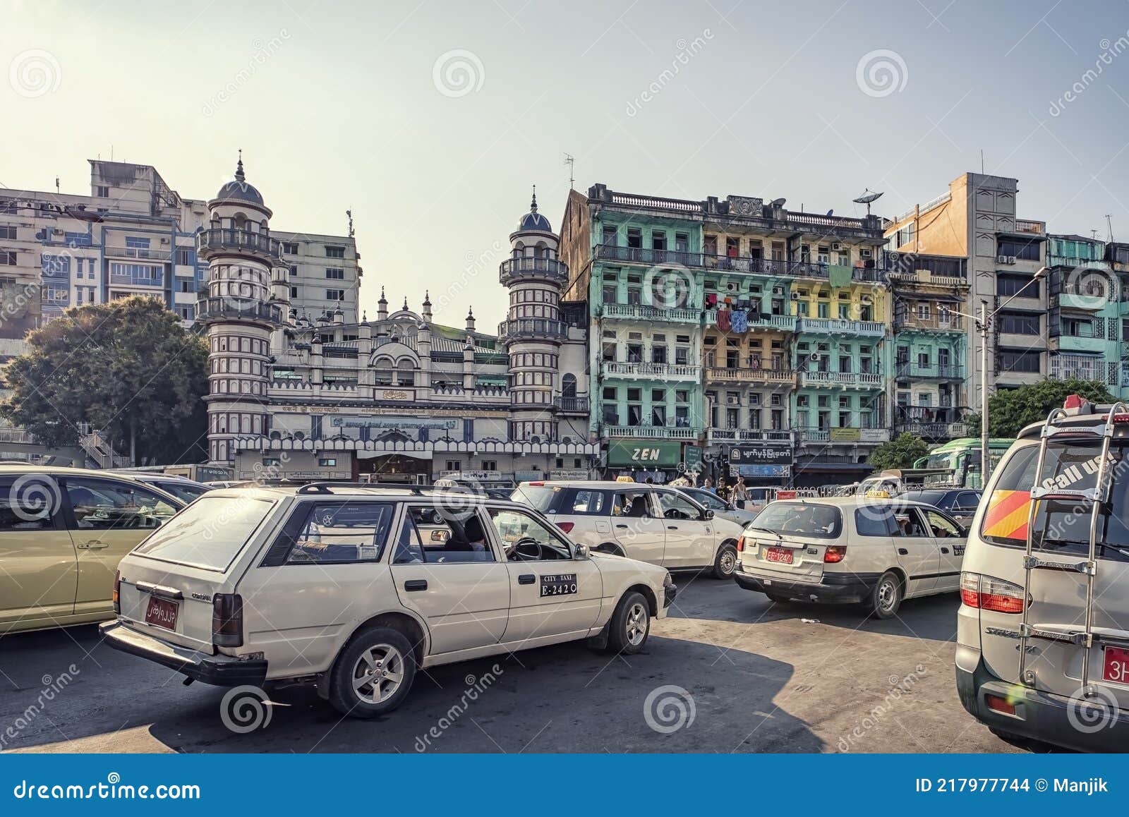 Road in Yangon, myanmar editorial stock image. Image of historic ...