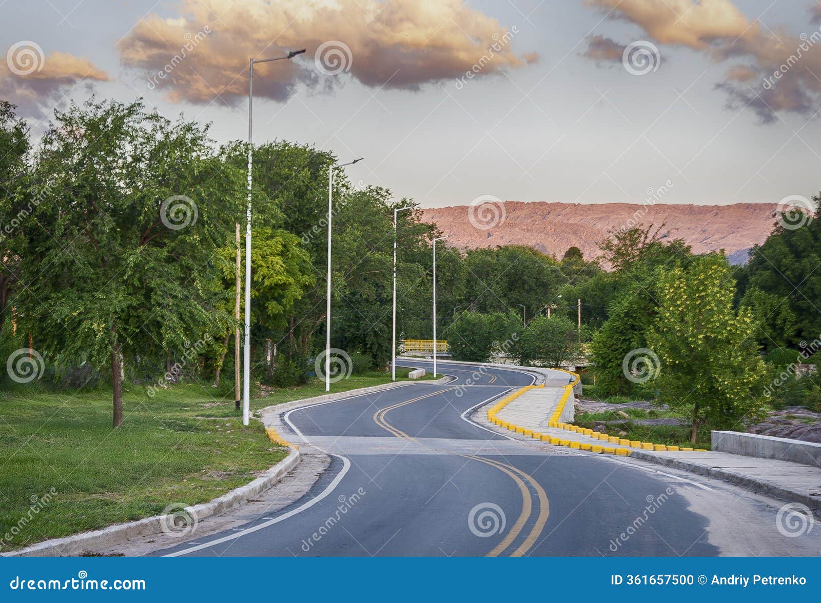 A Road with a Yellow Line Down the Middle Stock Photo - Image of summer ...