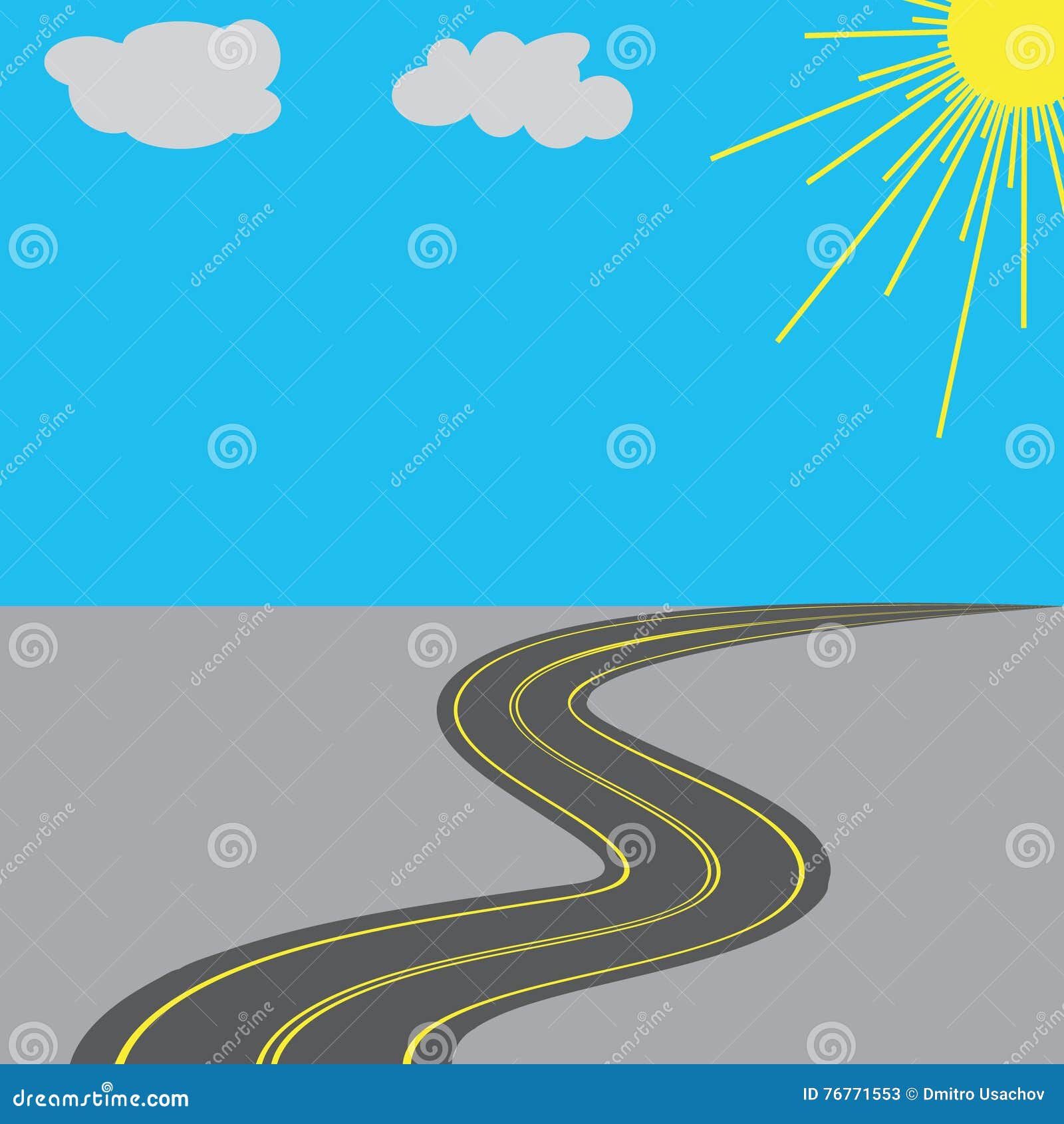 Road with Yellow Markings in the Long Term Illustration Stock Vector ...