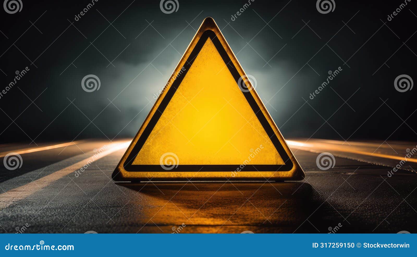 Road Yellow Warning Triangle Stock Illustration - Illustration of ...