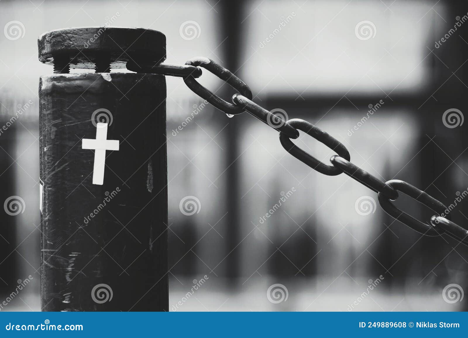 Roadblock with a Cross on it Stock Photo - Image of monochrome, font ...