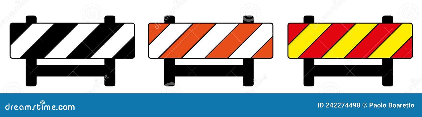 Roadblock Icon Set. Barrier And Traffic Obstacle Vector Symbol In A ...