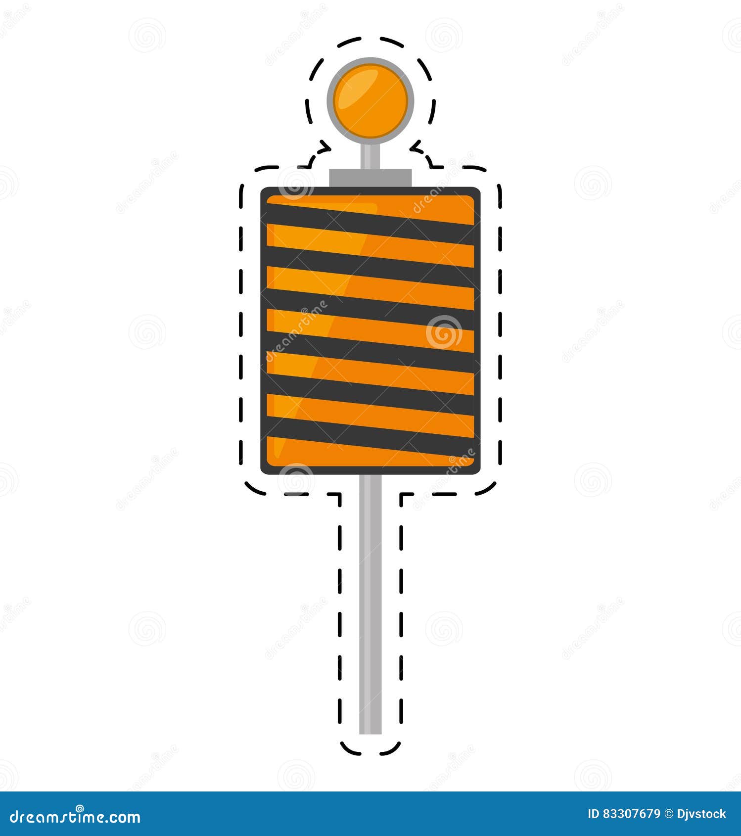 Roadblock Traffic Light Warning Cut Line Stock Illustration ...